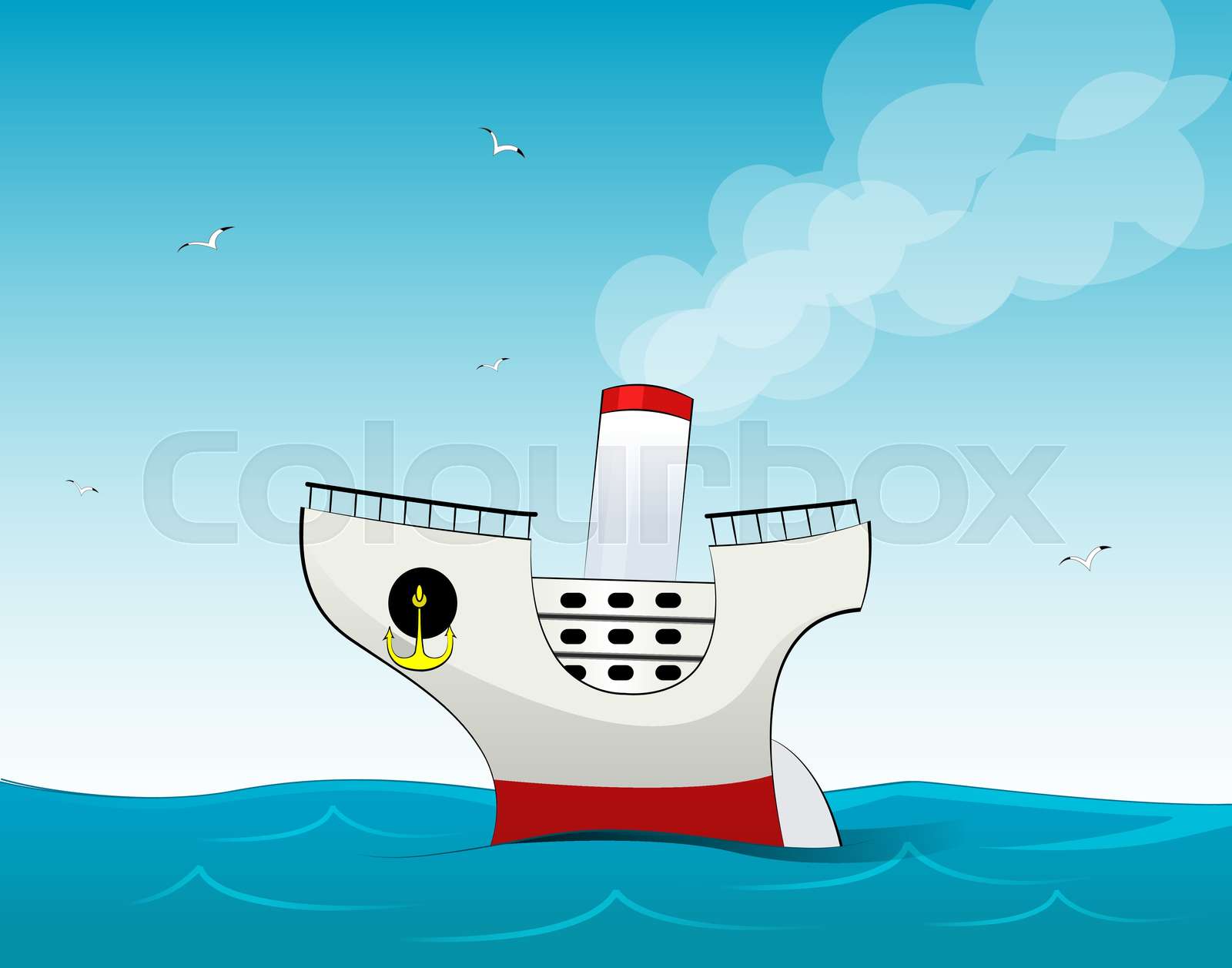 Cute small cartoon cruise liner | Stock vector | Colourbox