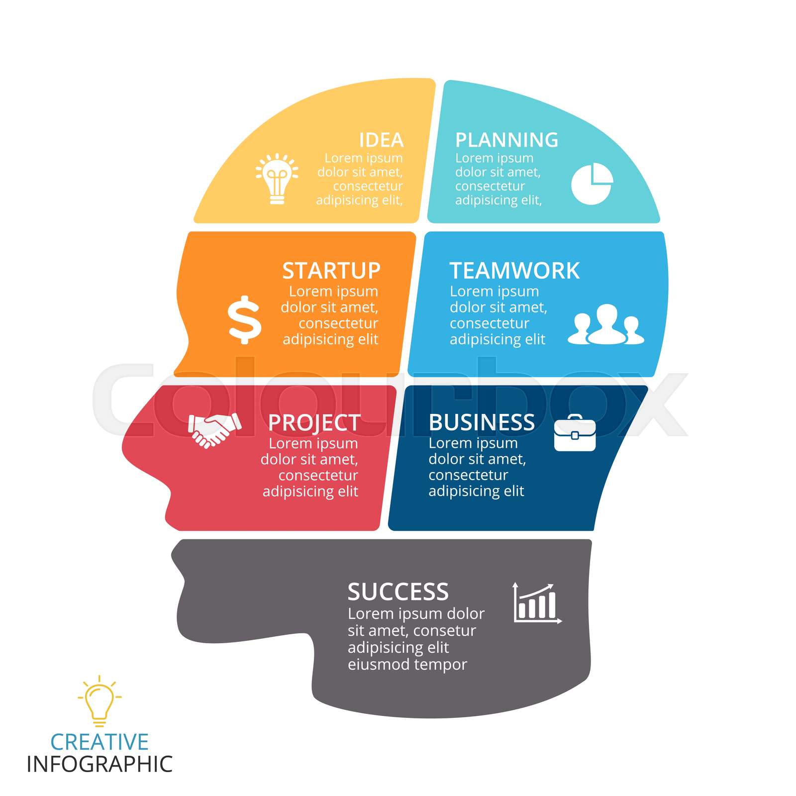 Vector brain infographic. Template for human head diagram, artificial ...