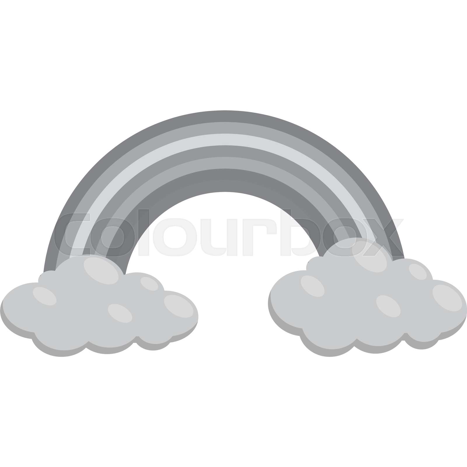 Clouds and rainbow icon, black monochrome style | Stock vector | Colourbox