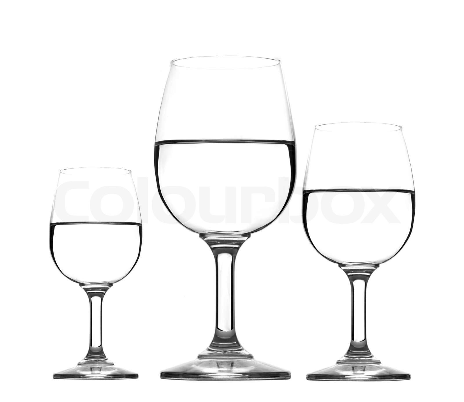 three glass of water half empty isolated | Stock image | Colourbox