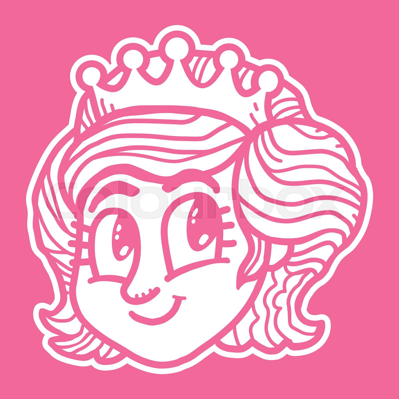 Cute Cartoon Girl Princess Wearing Crown | Stock vector | Colourbox