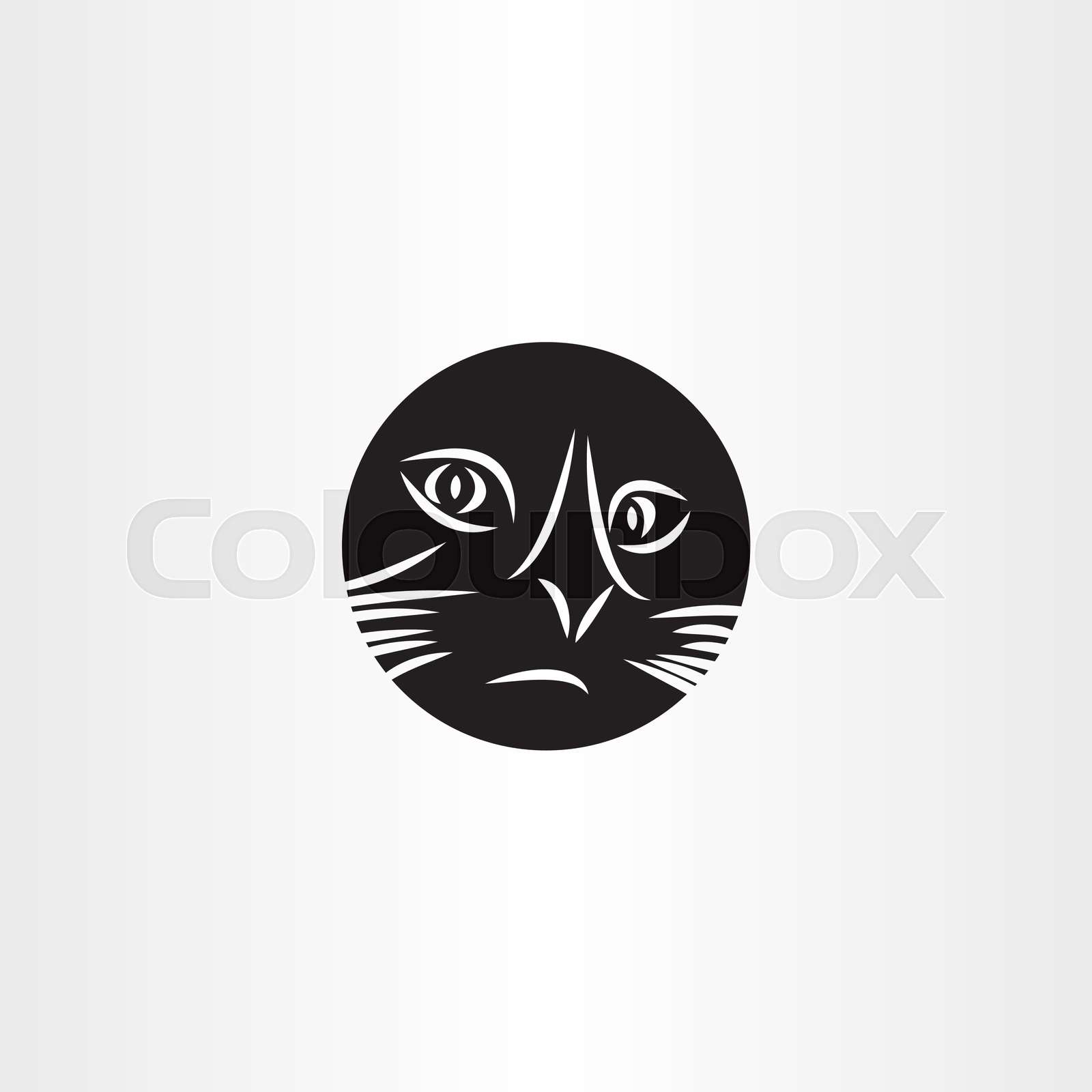 black cat face circle icon vector symbol | Stock vector | Colourbox