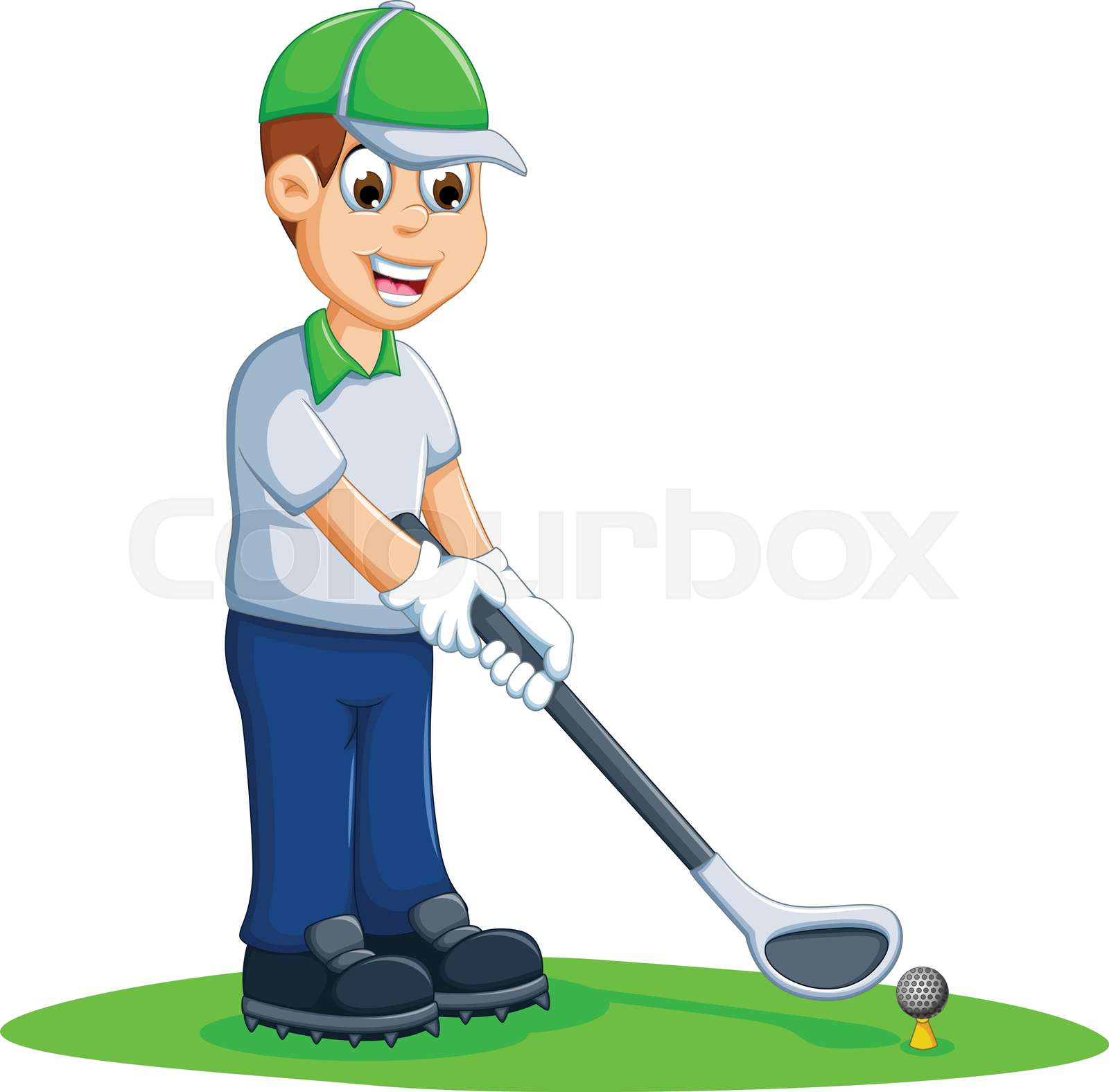 funny men cartoon playing golf | Stock vector | Colourbox