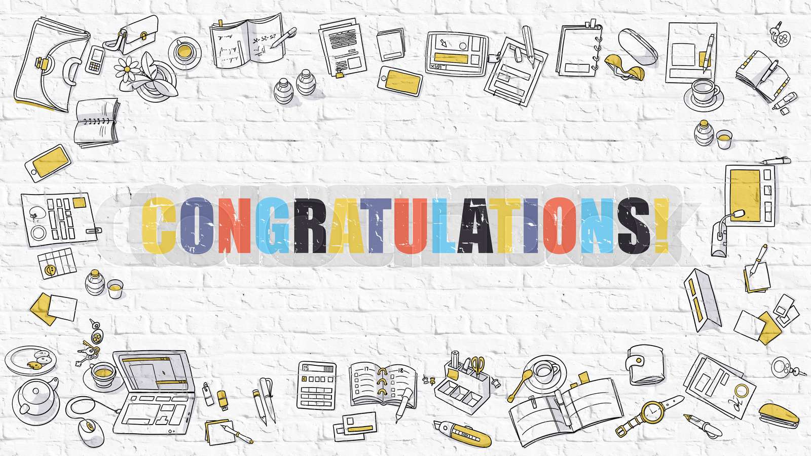 Congratulations Concept with Doodle Design Icons. | Stock image | Colourbox