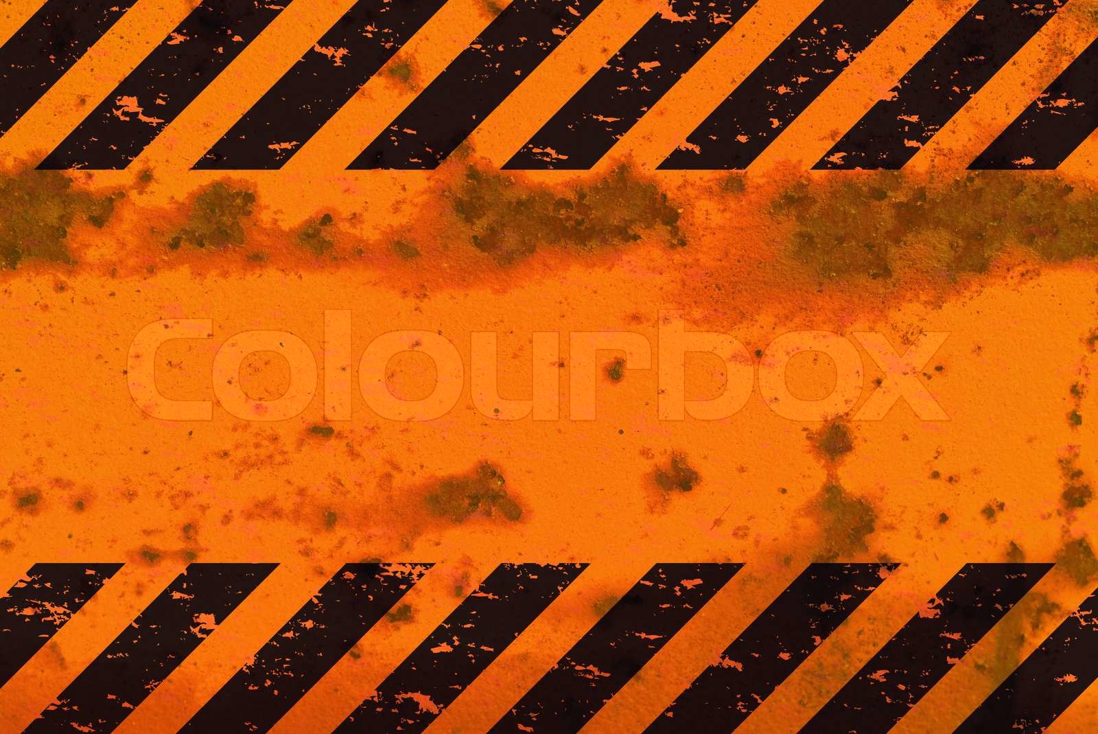 A grungy and worn hazard stripes texture. | Stock image | Colourbox