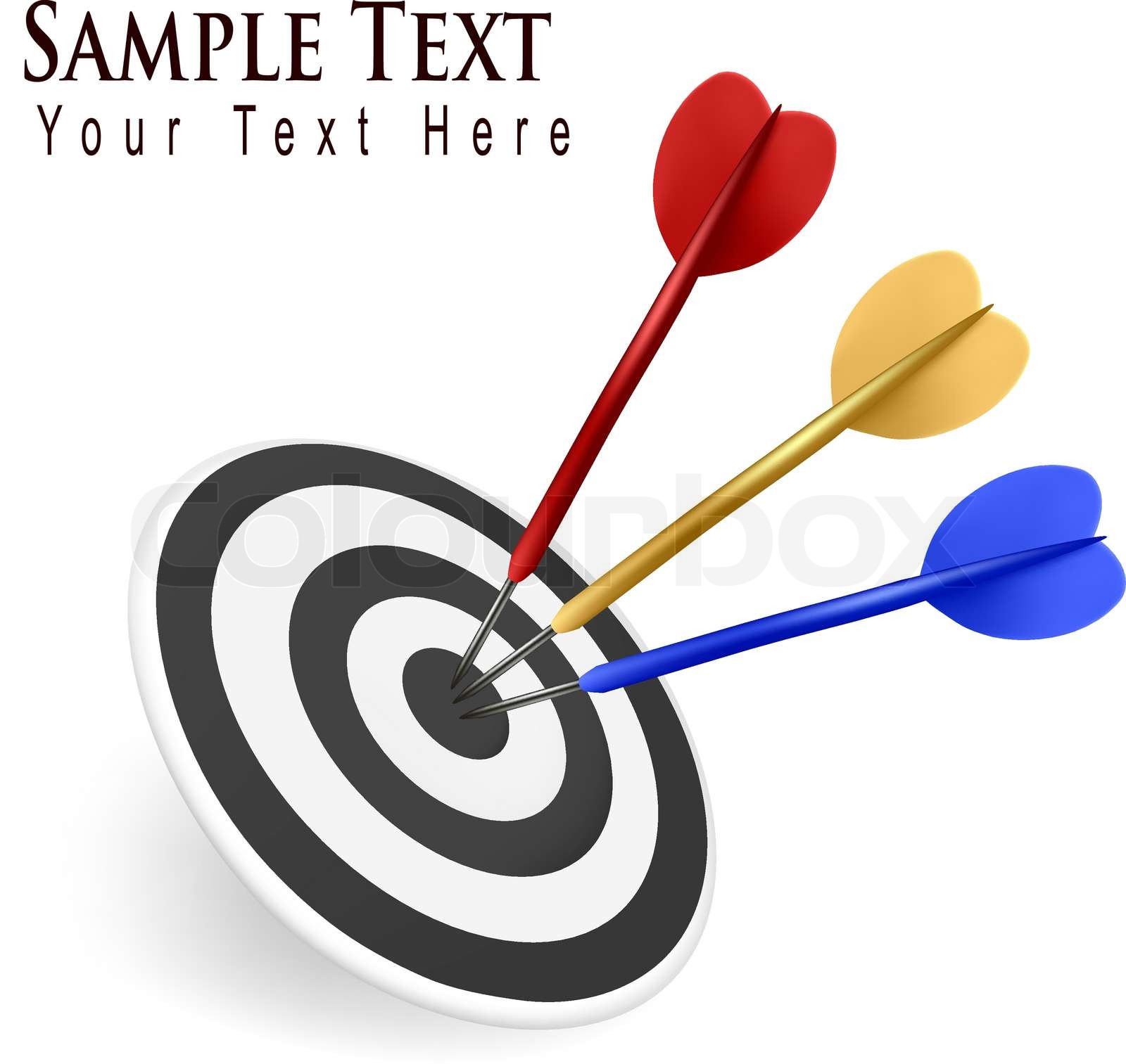 Colorful darts hitting a target. Success concept. Vector illustration ...