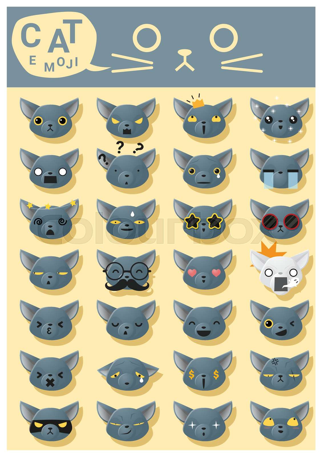 Cat emoji icons 5 | Stock vector | Colourbox