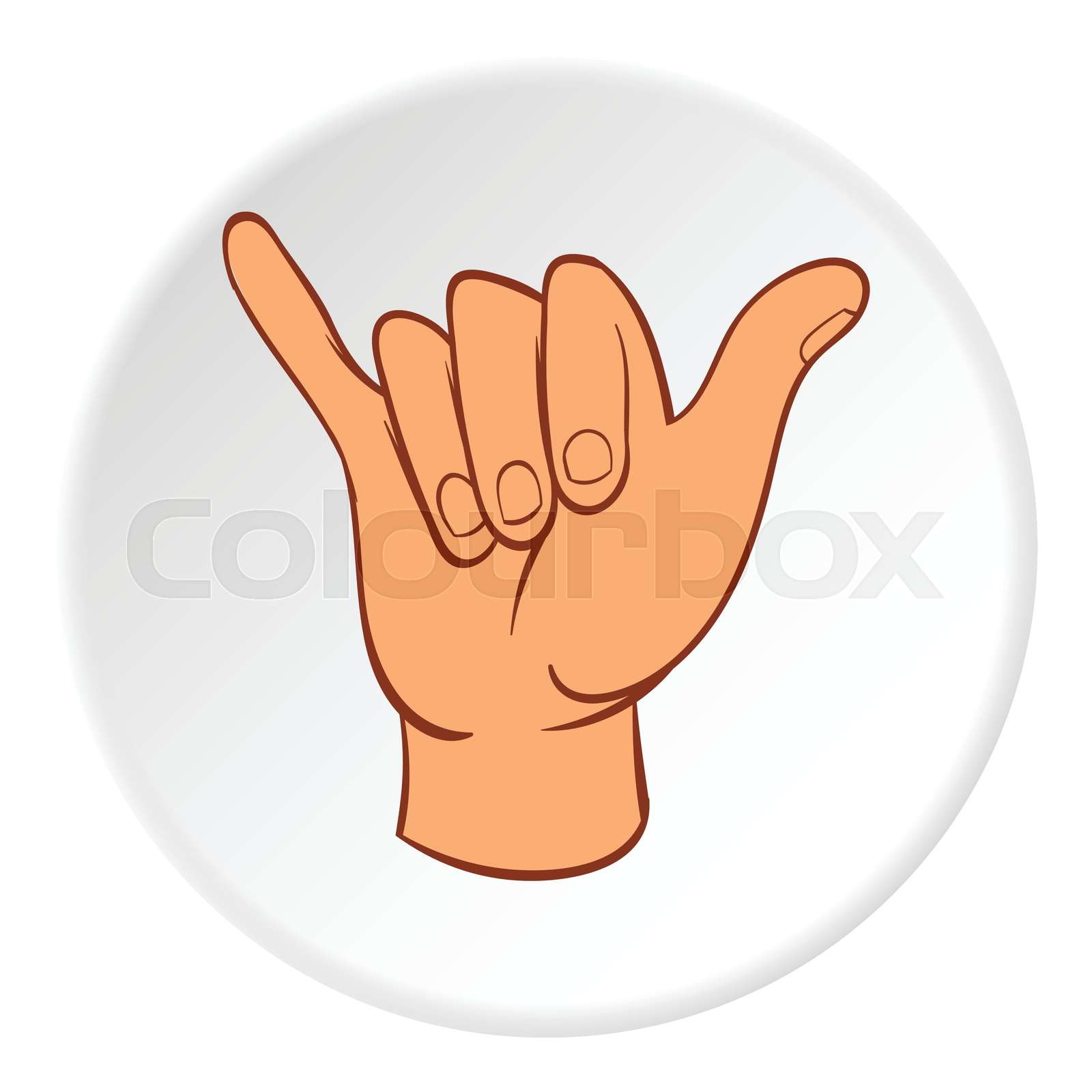 Gesture shaka icon, cartoon style | Stock vector | Colourbox