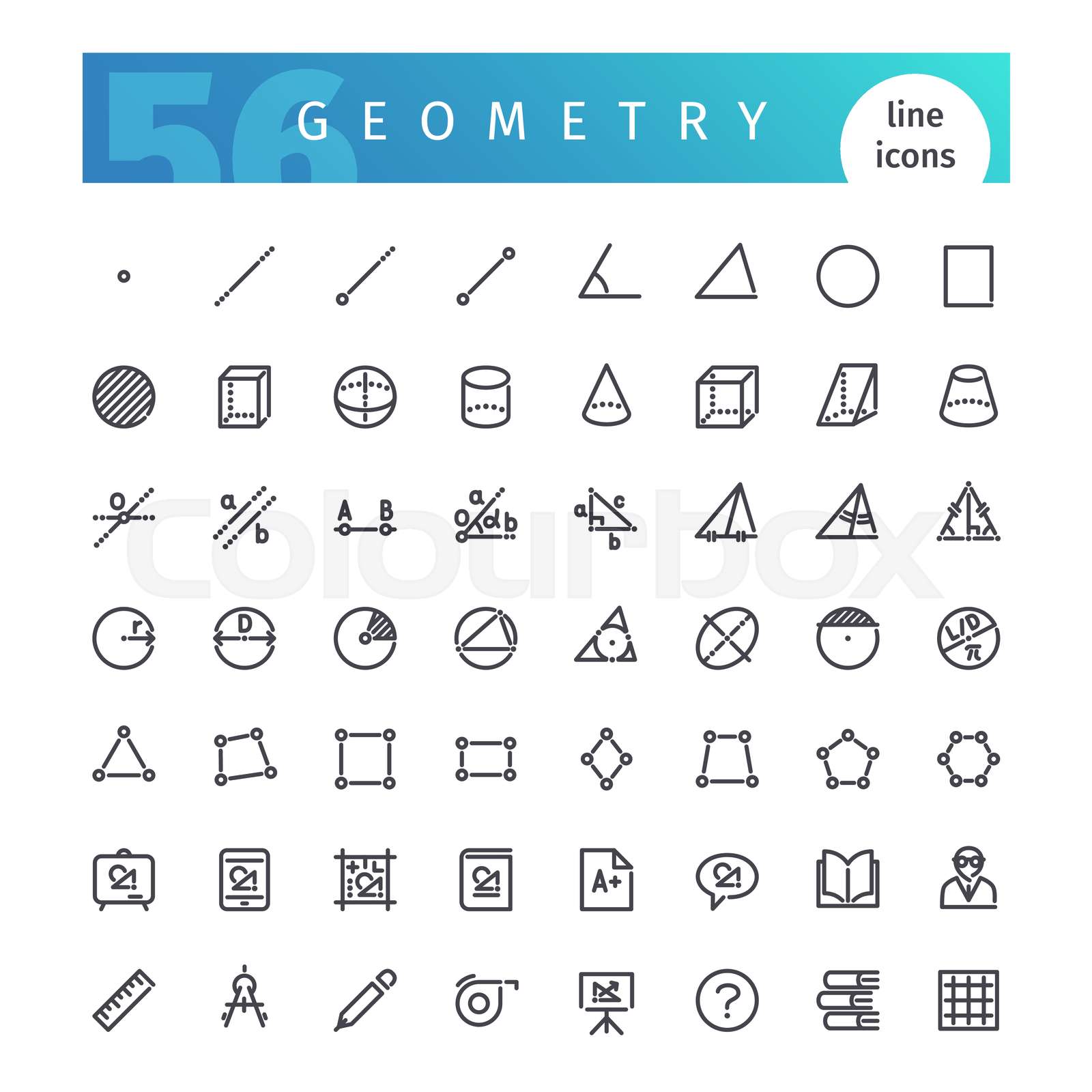 Geometry Line Icons Set | Stock vector | Colourbox