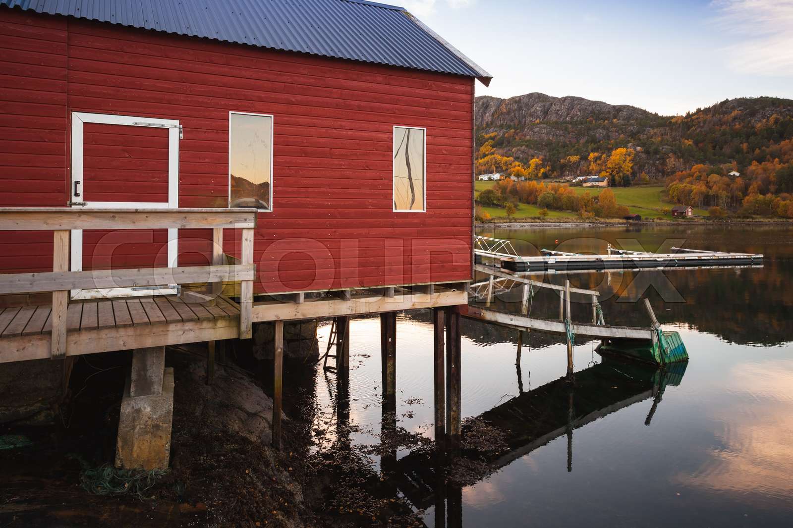 Traditional Norwegian red wooden barn | Stock image | Colourbox