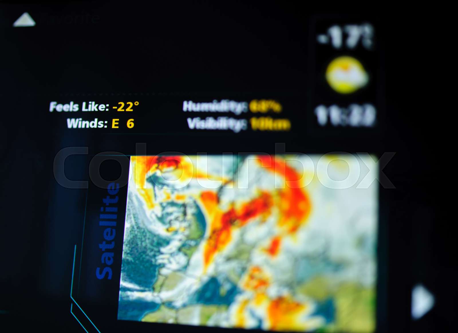 Digital weather forecast interface on a modern digital | Stock image ... Digital weather forecast interface on a modern digital | Stock image ...