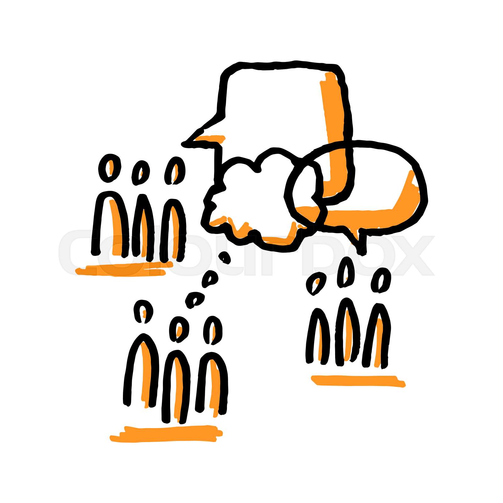 Community discussion. People and speech bubbles. | Stock vector | Colourbox