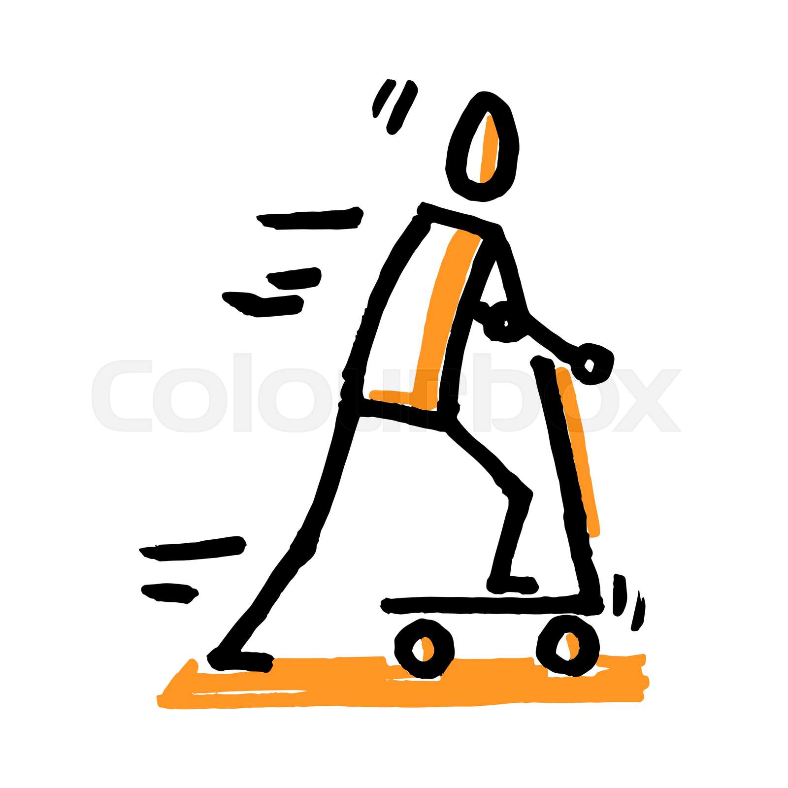 Stick man with kick scooter. | Stock vector | Colourbox