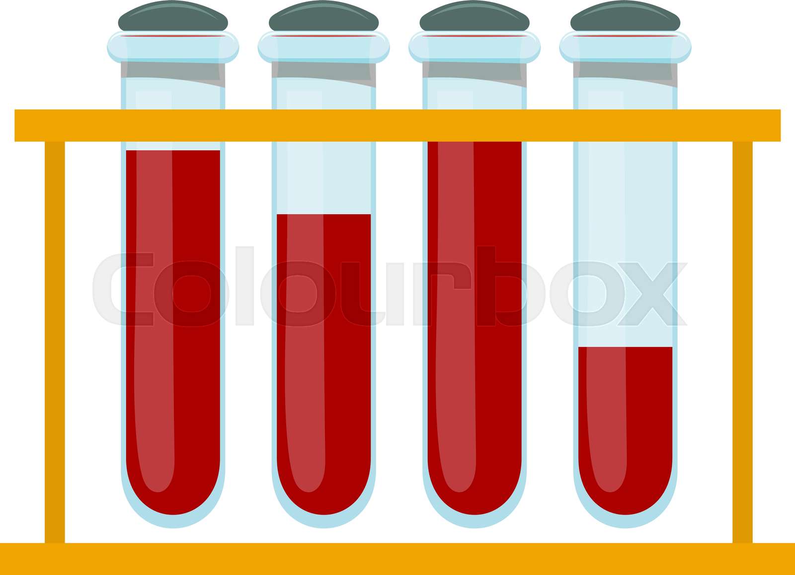 Vector illustration of a set glass tube of blood. blood test. Cartoon ...