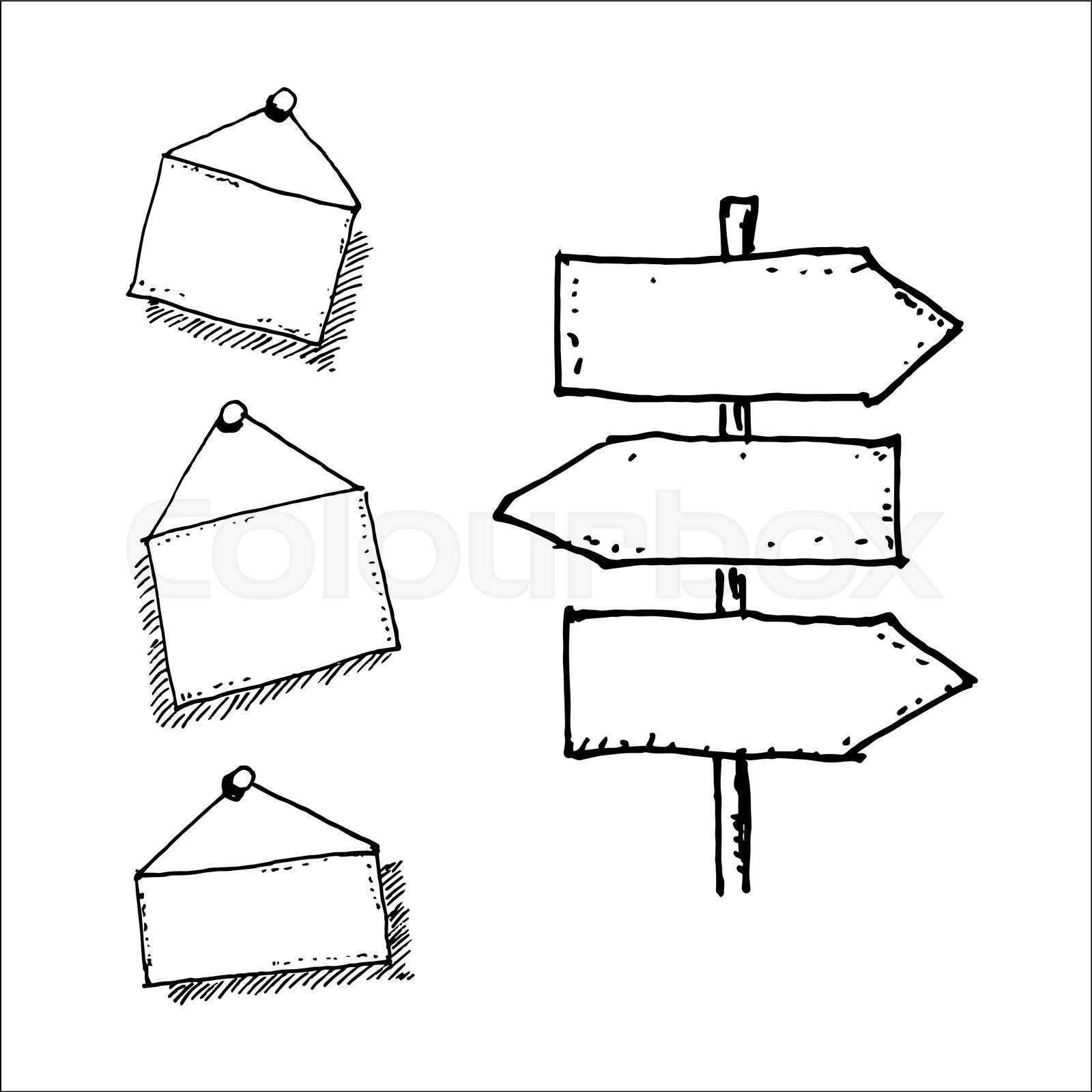 Empty tables and direction sign. | Stock vector | Colourbox