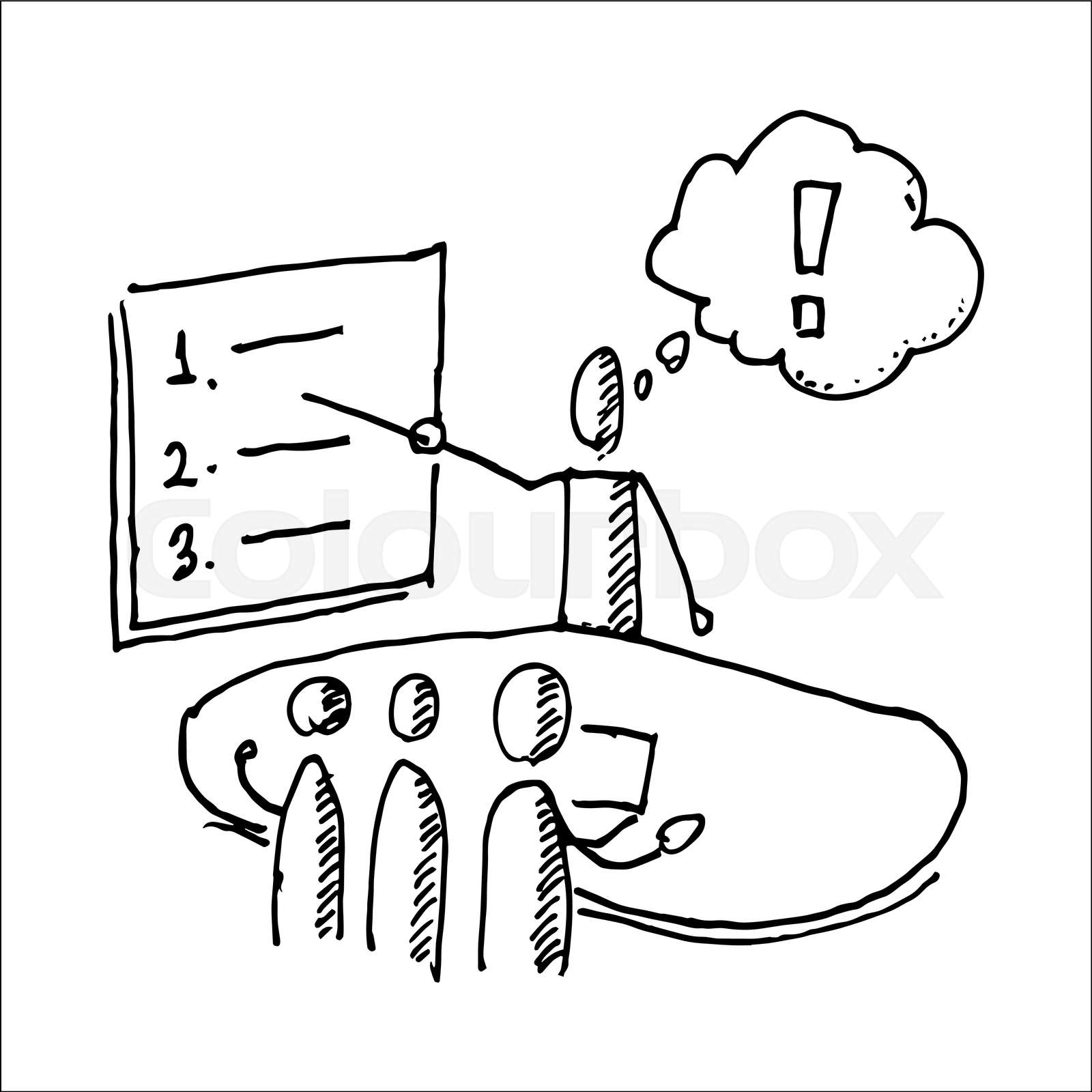 Stick man giving a presentation in business training lecture hall ...