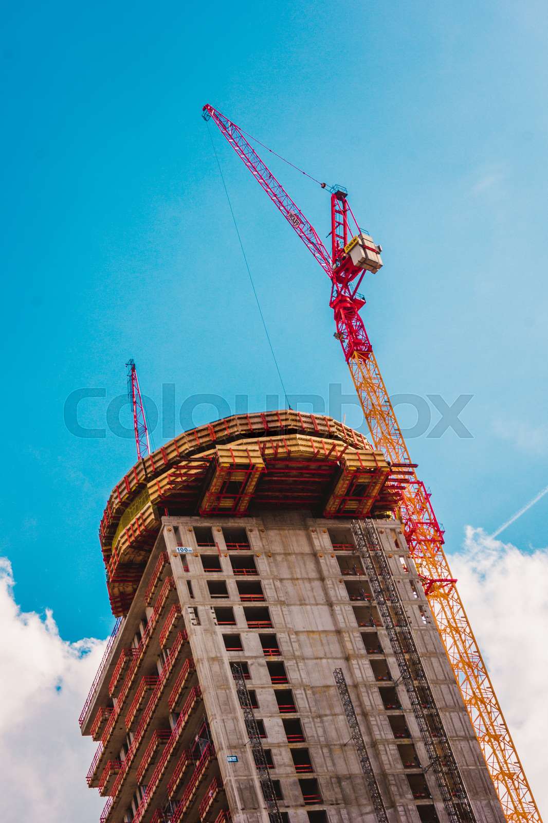 Crane and building construction. big building construction | Stock ...
