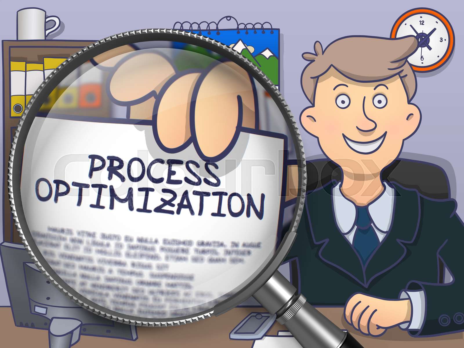 Process Optimization through Magnifier. Doodle Style. | Stock image ...