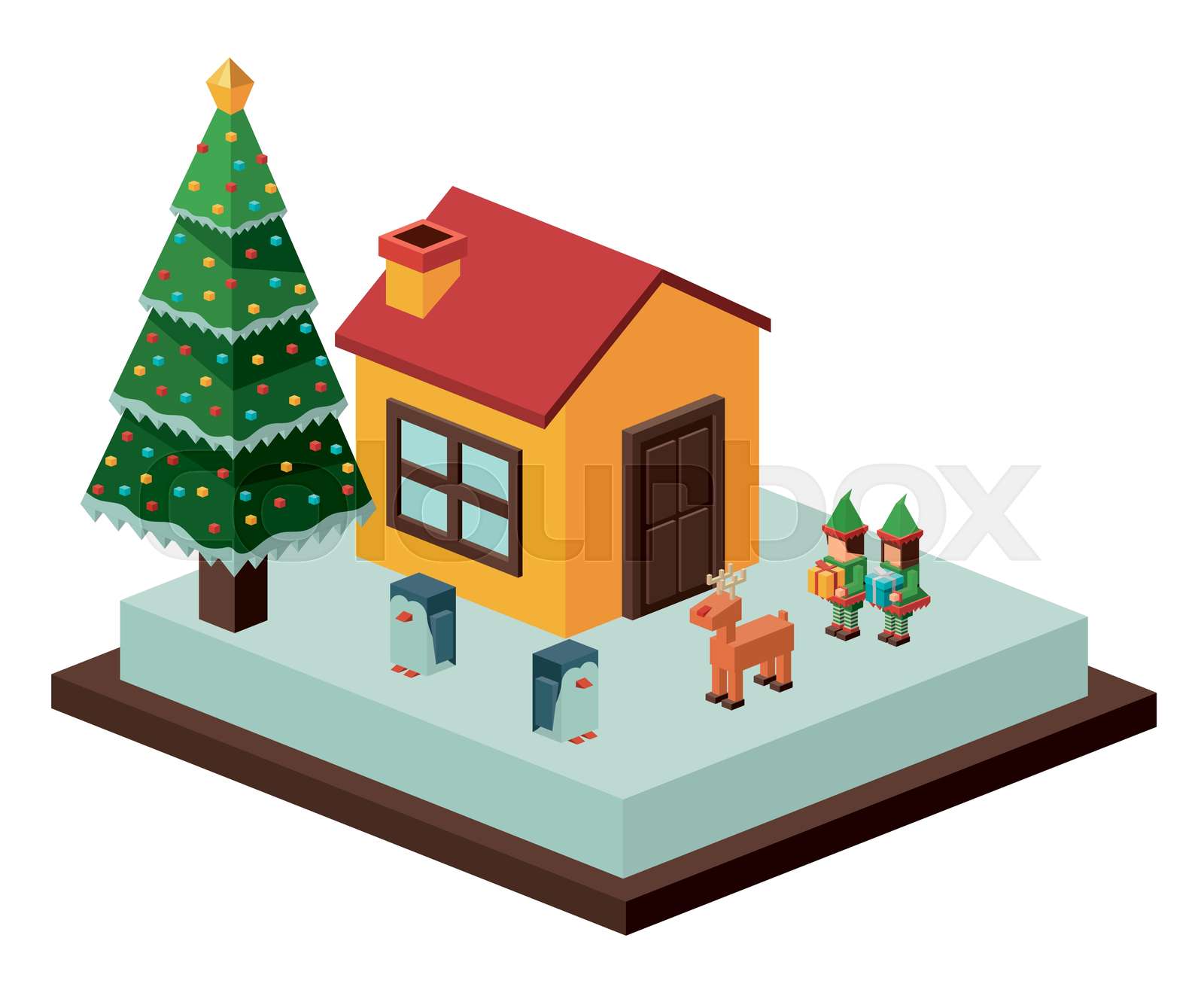 Isometric christmas house design | Stock vector | Colourbox