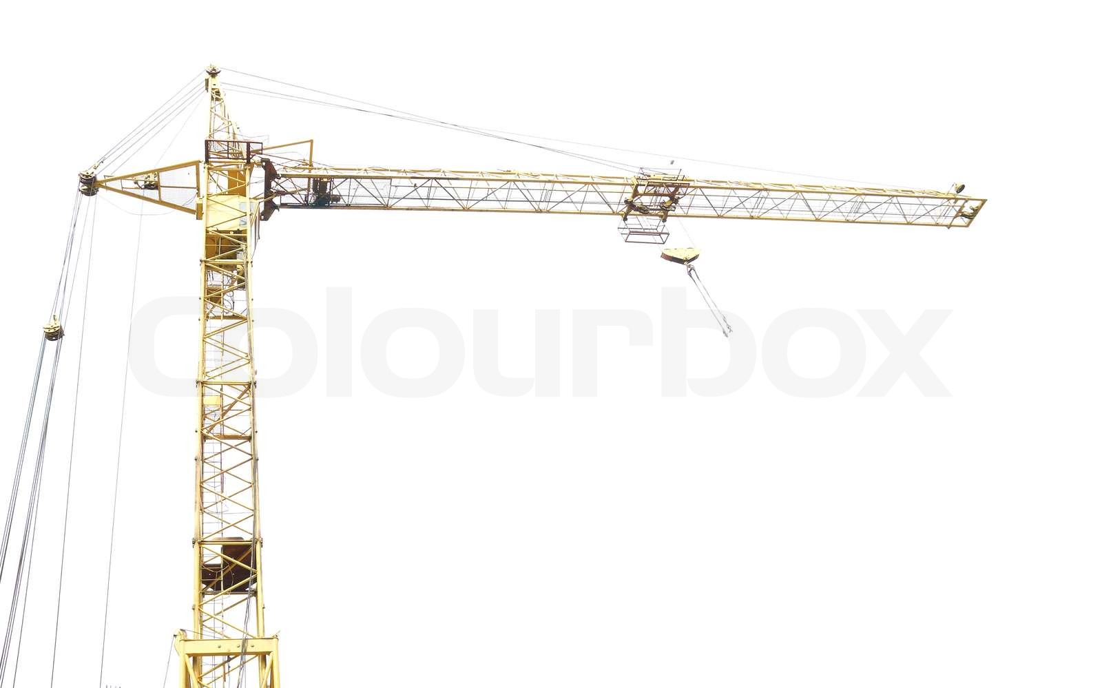 Bygning kran isoleret på den hvide baggrund | Stock foto | Colourbox