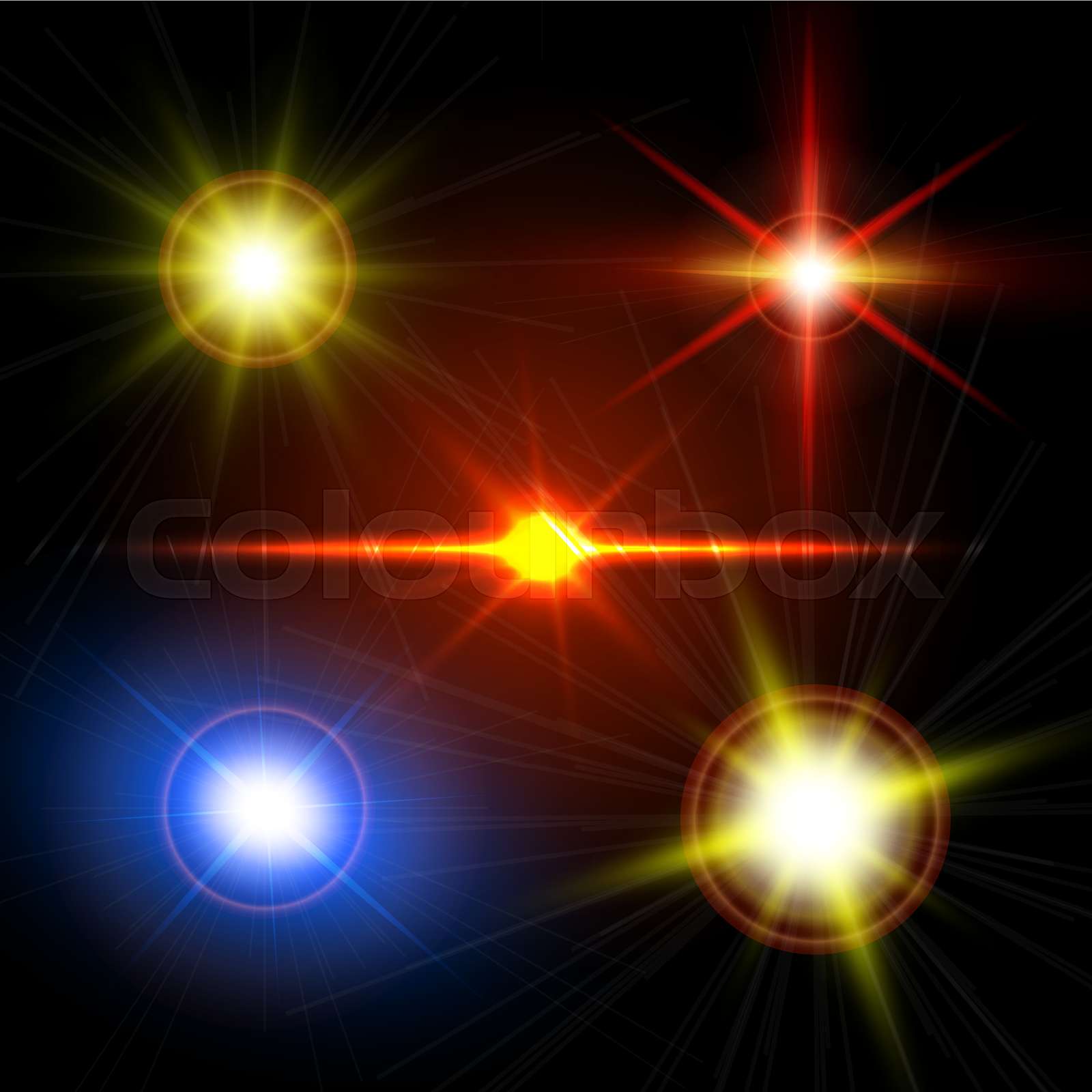 Realistic light glare sparkle, highlight set. Lighting effects of flash ...