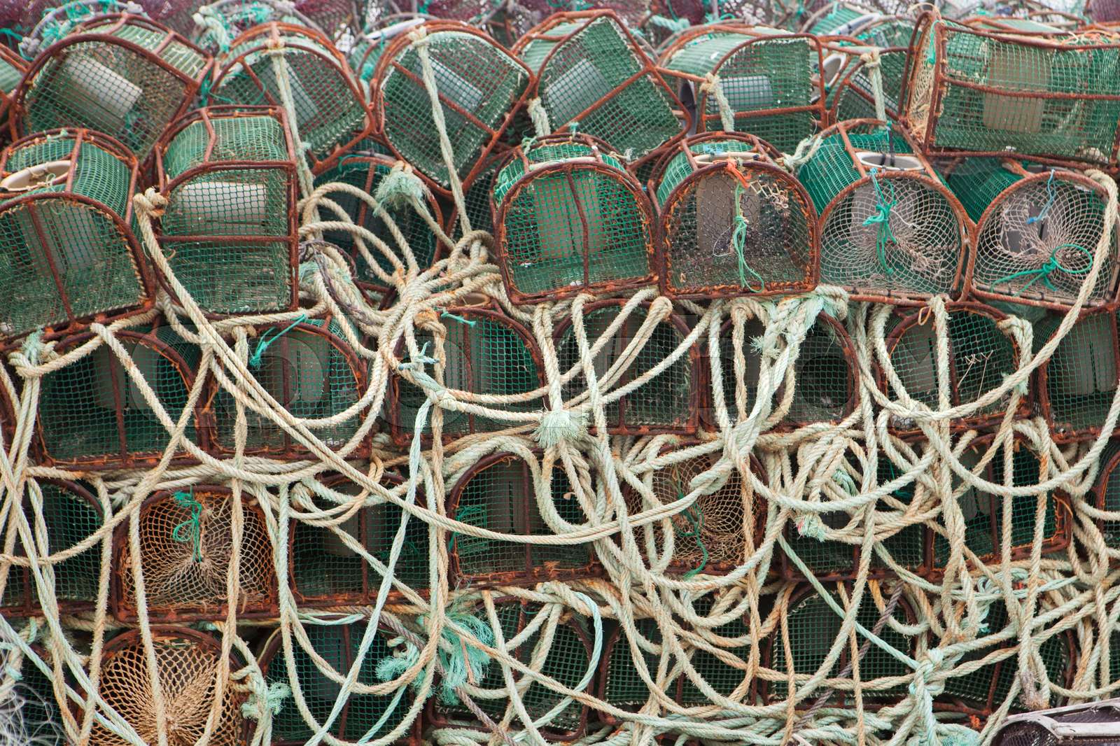 Traps for octopuses stacked | Stock image | Colourbox