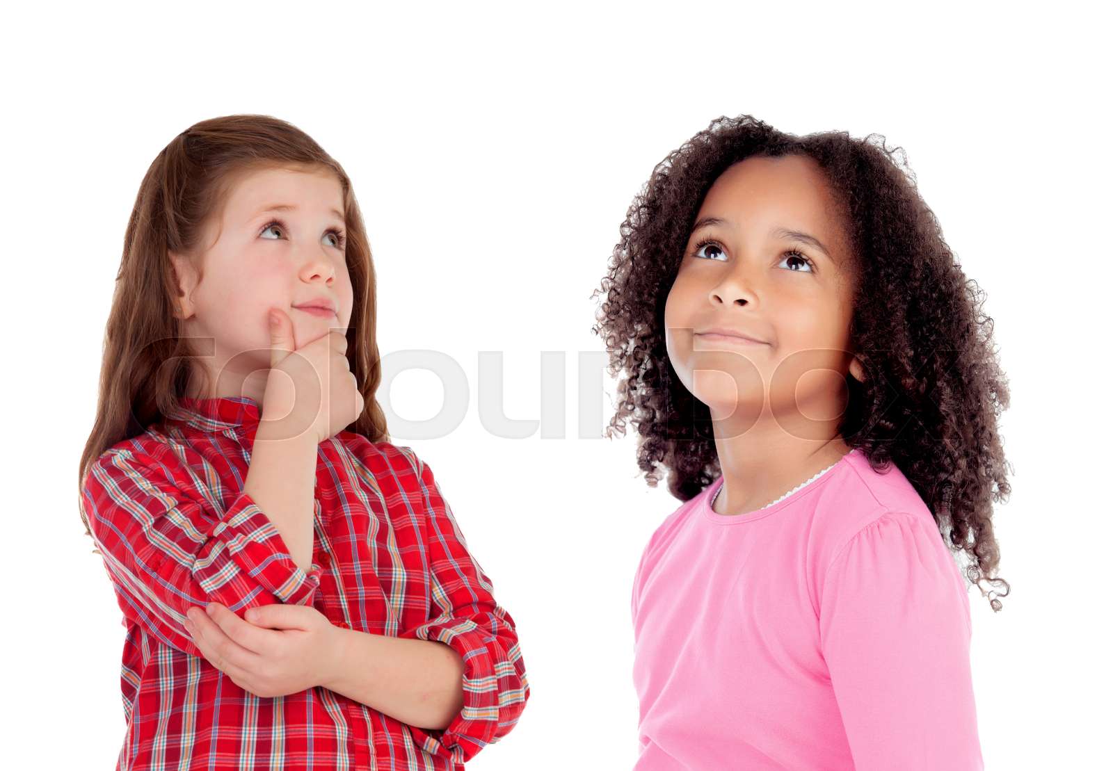 Two beautiful children thinking | Stock image | Colourbox