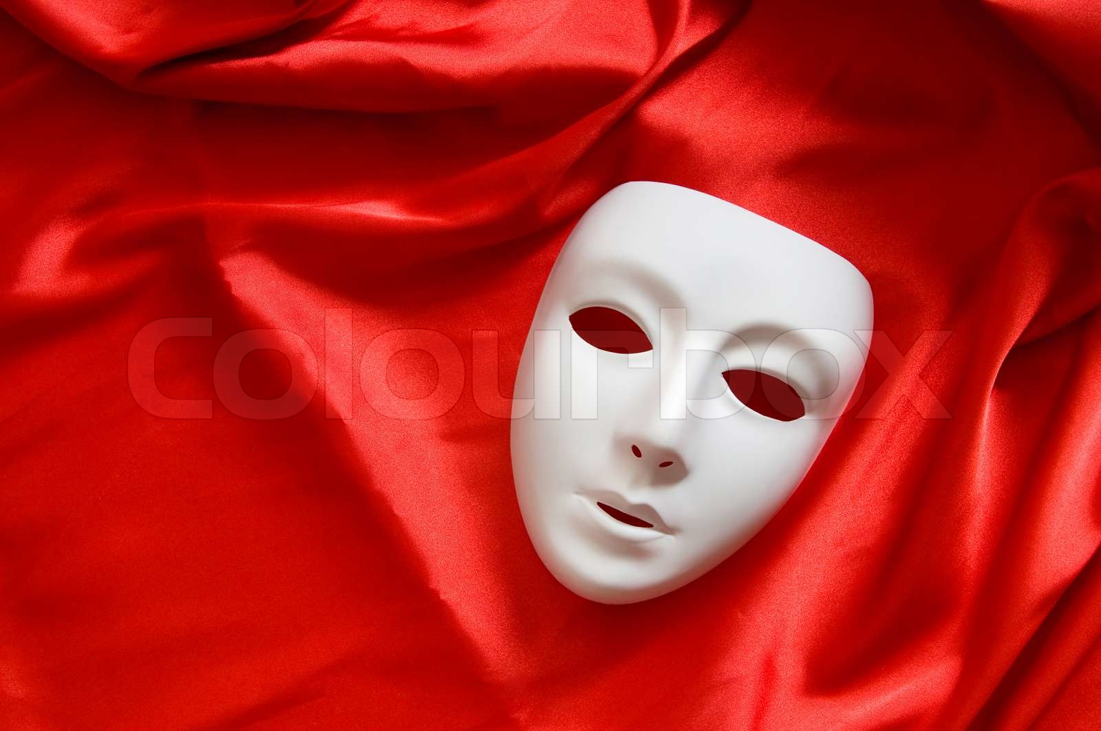 Theatre concept with the white plastic masks | Stock image | Colourbox