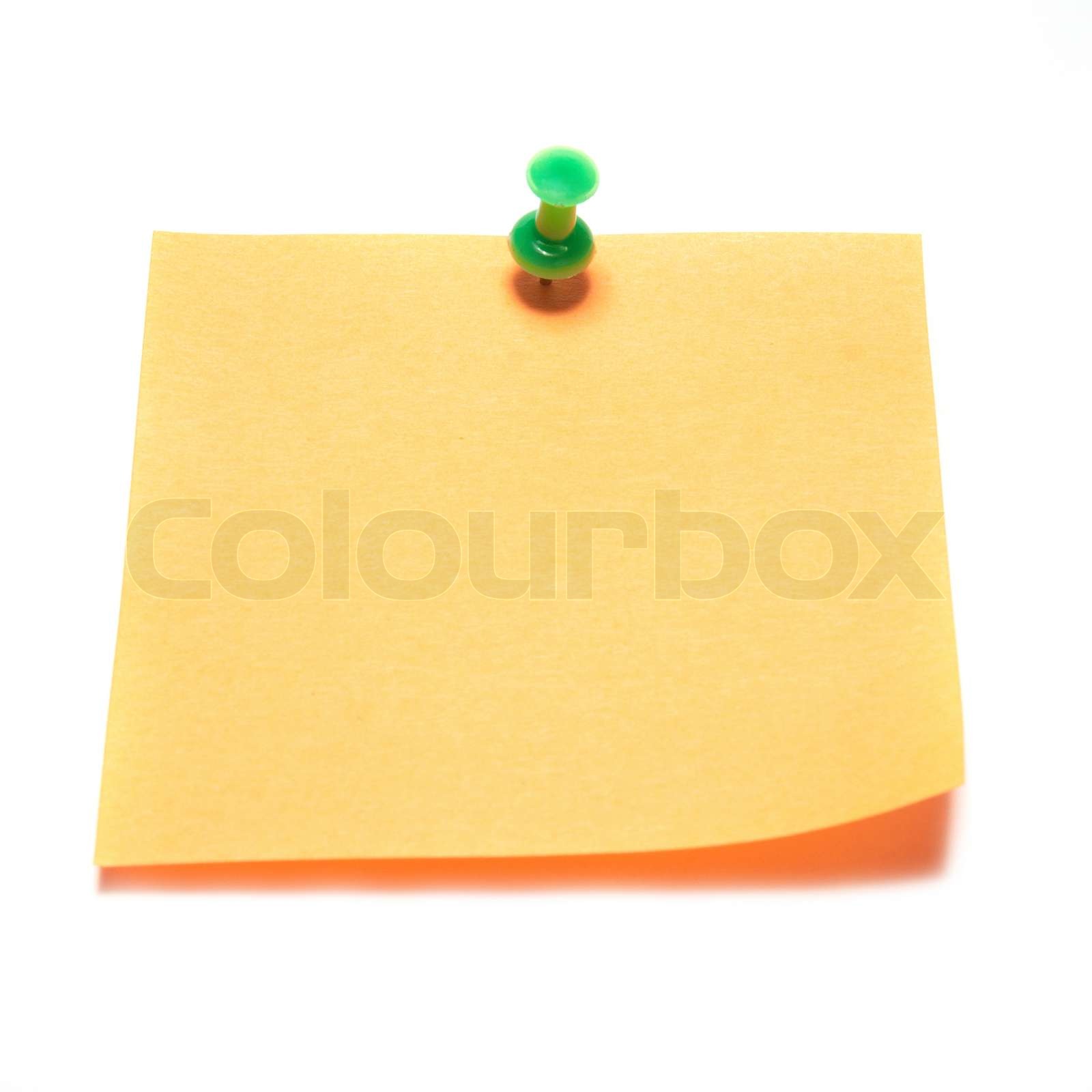 Orange Zettel mit tack isoliert auf weiß | Stock Bild | Colourbox