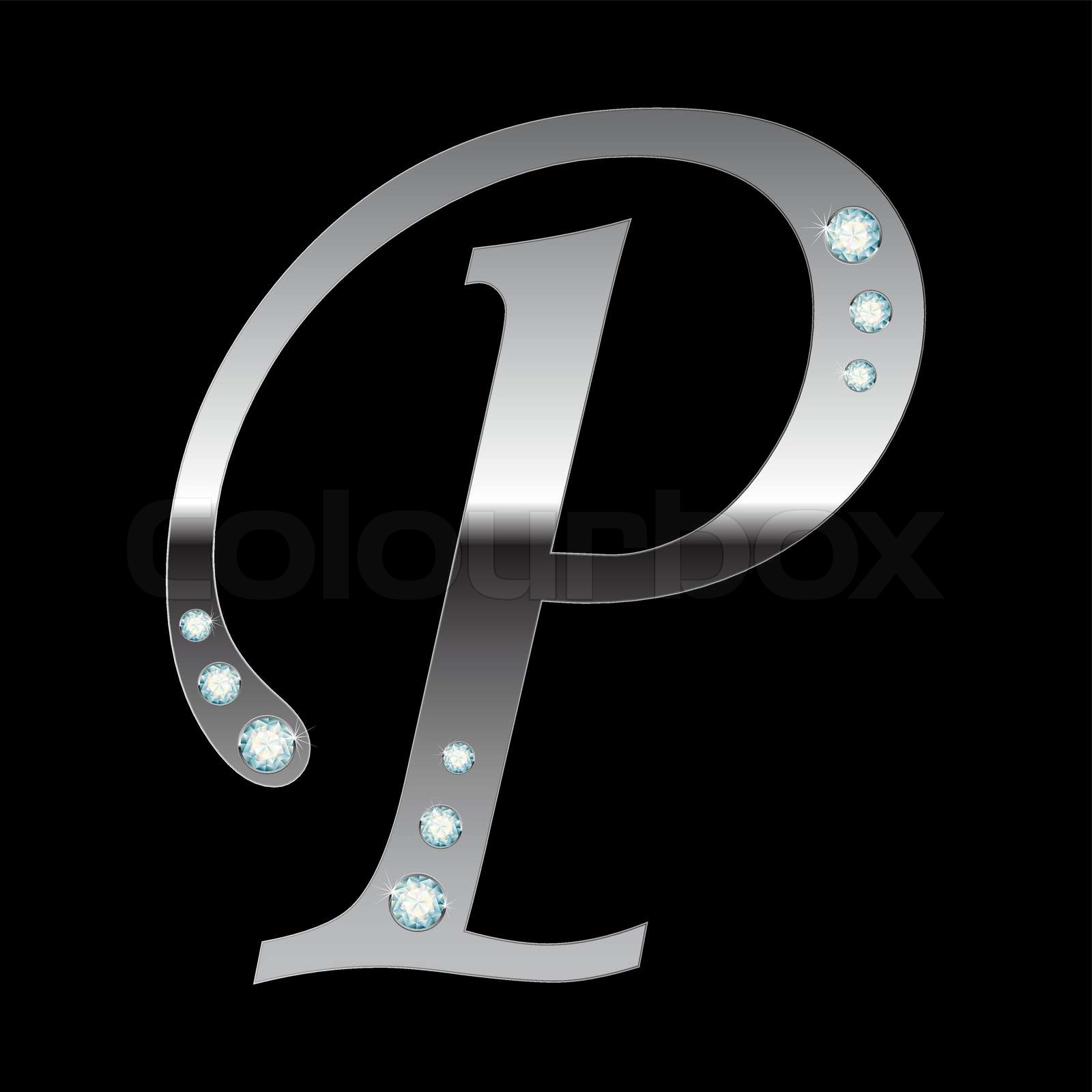 vector silver metallic letter P with stripes isolated | Stock vector ...