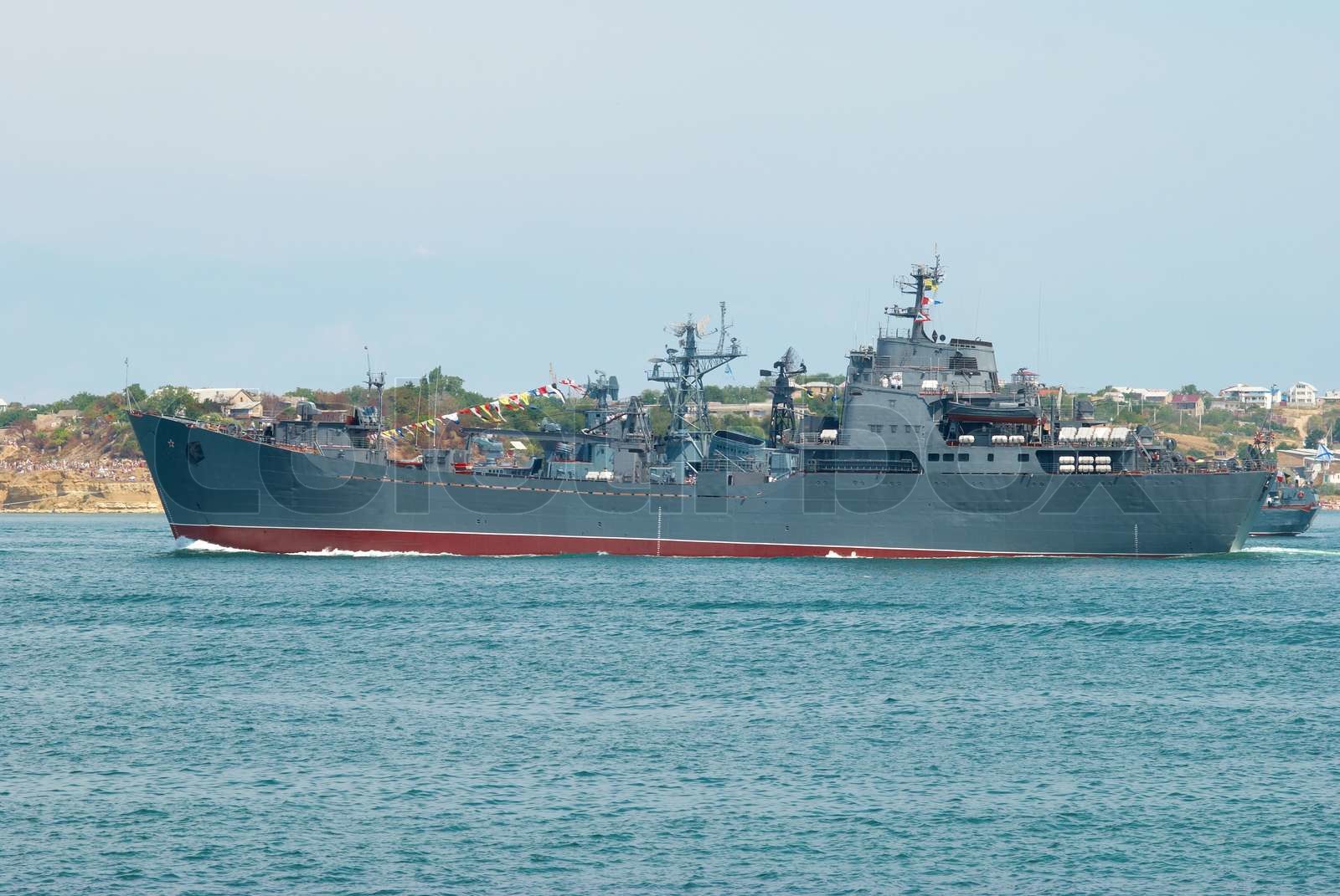 Russian navy warship in the Black sea bay | Stock image | Colourbox