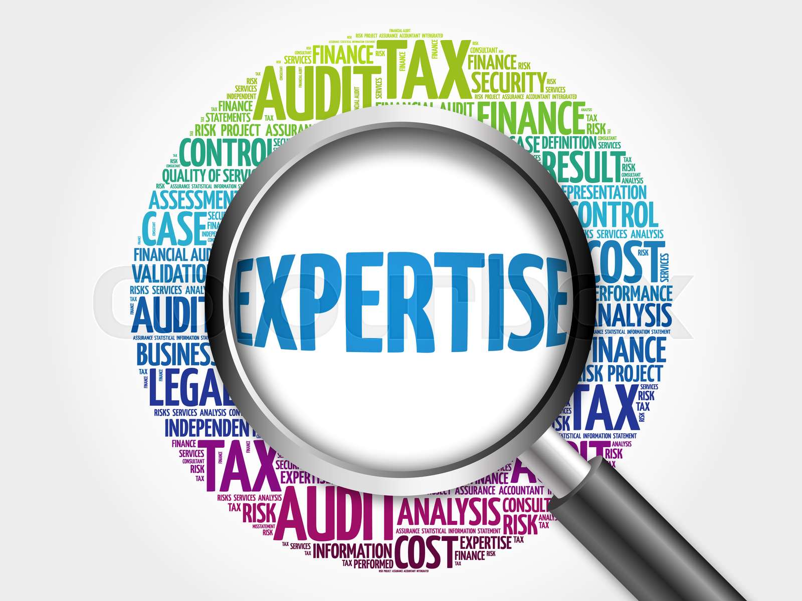 EXPERTISE word cloud with magnifying glass | Stock image | Colourbox