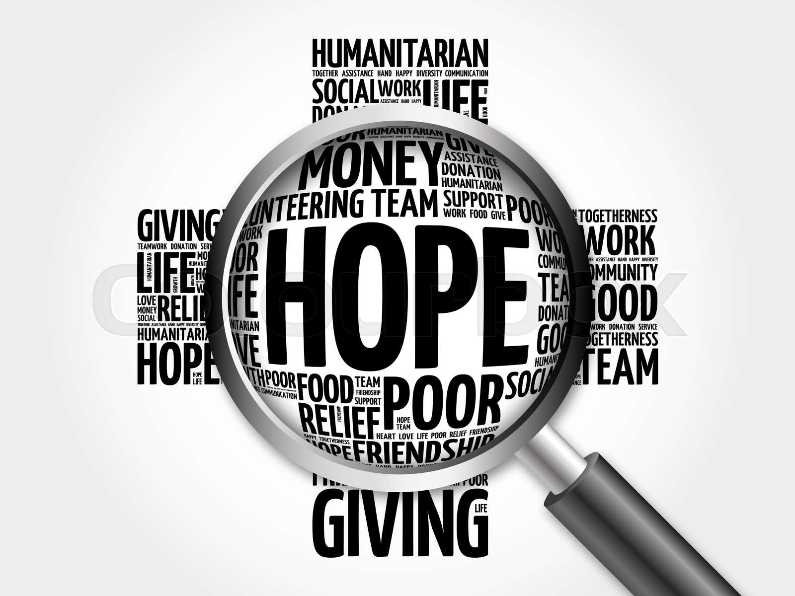 HOPE word cloud with magnifying glass | Stock image | Colourbox
