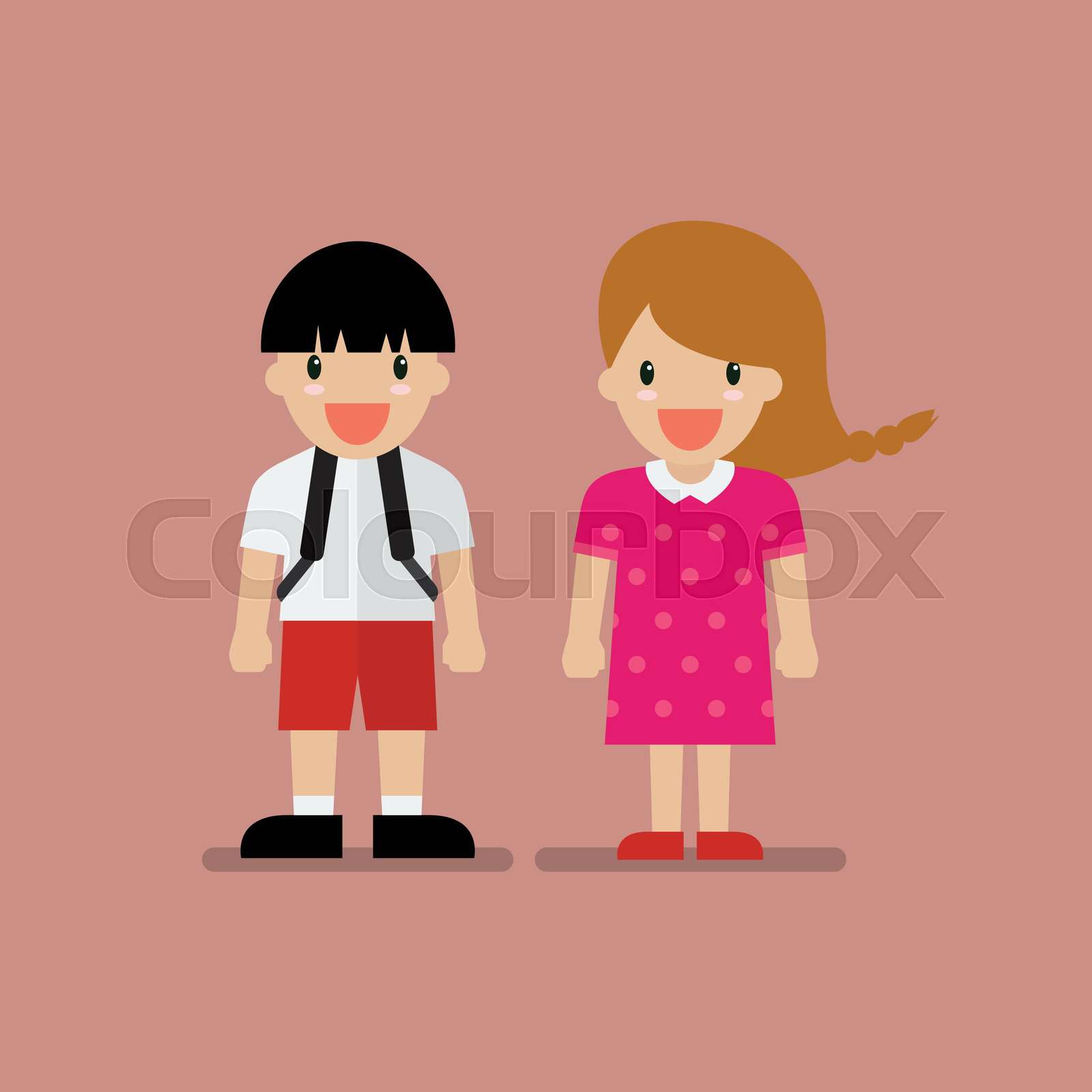 Cute boy and girl | Stock vector | Colourbox