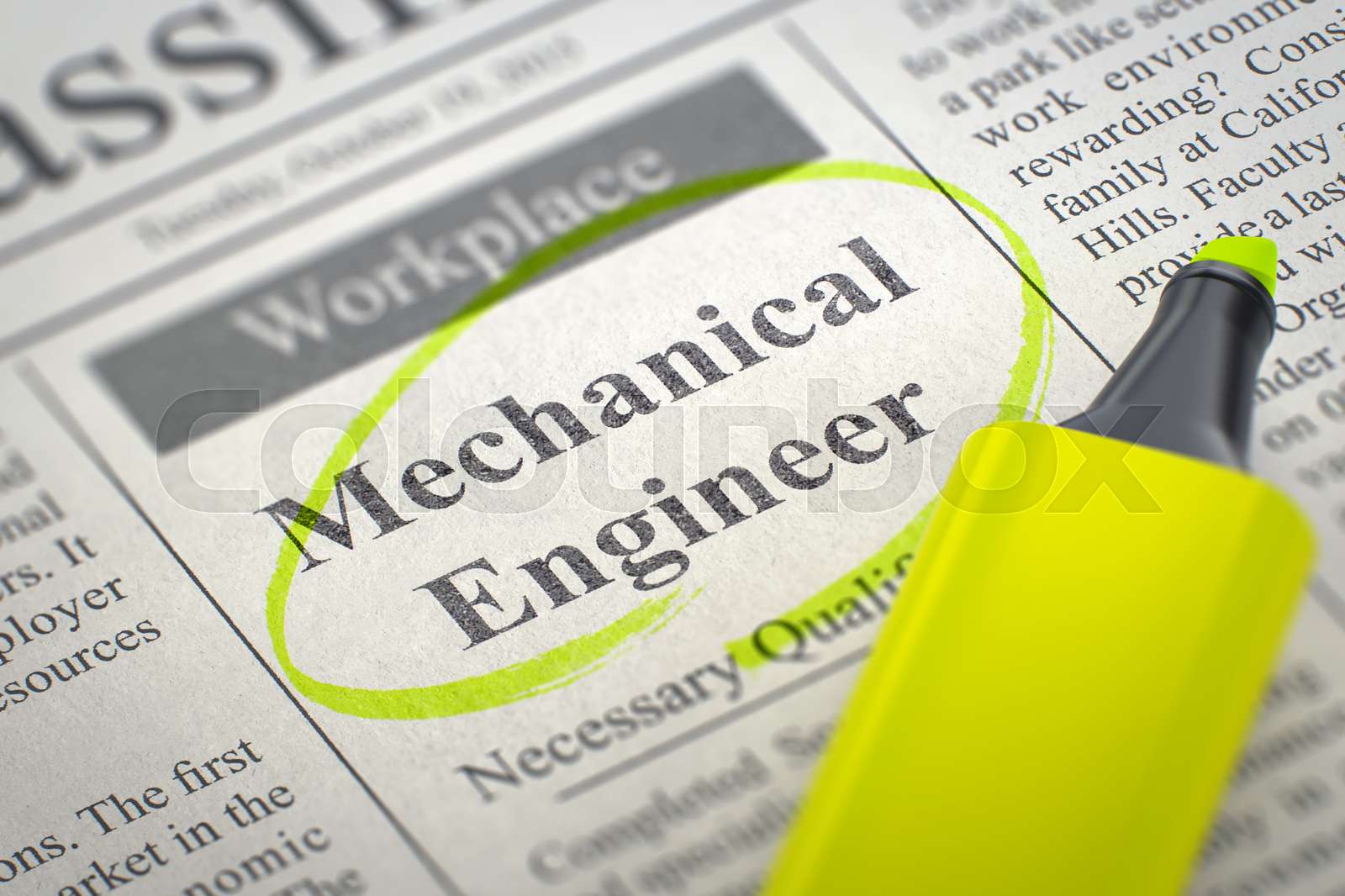 We are Hiring Mechanical Engineer. 3D. | Stock image | Colourbox