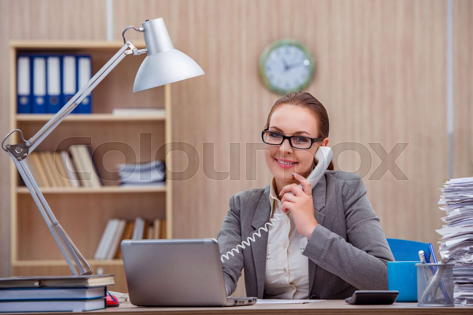 Busy stressful woman secretary under stress in the office | Stock image ...