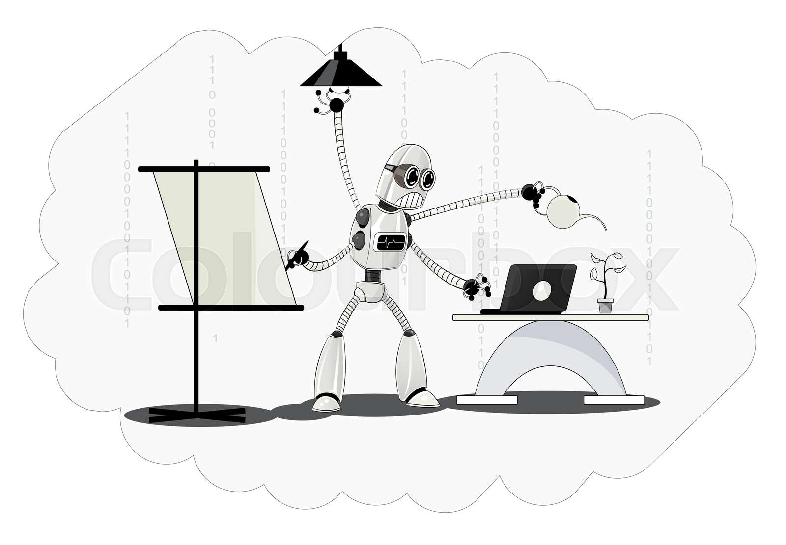 Robot thinker artificial intelligence progress | Stock vector | Colourbox