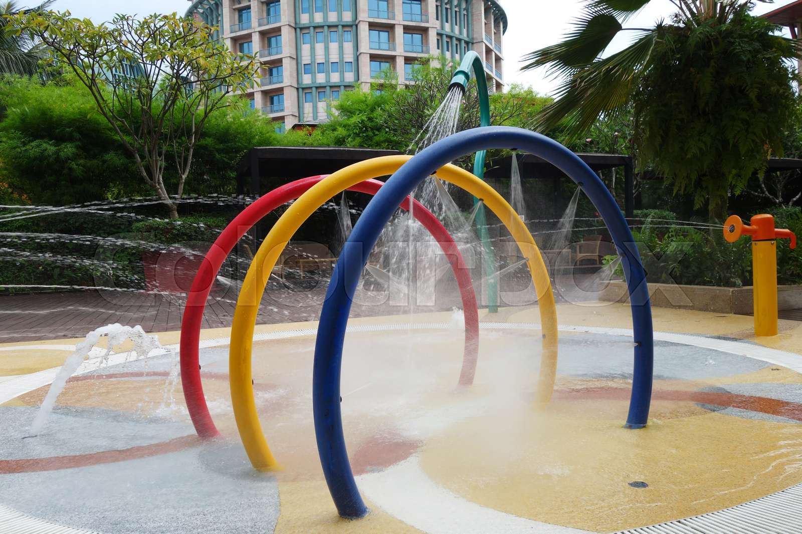 Spray Ground In Water Park Stock Image Colourbox spray-ground-in-water-park-stock-image-colourbox