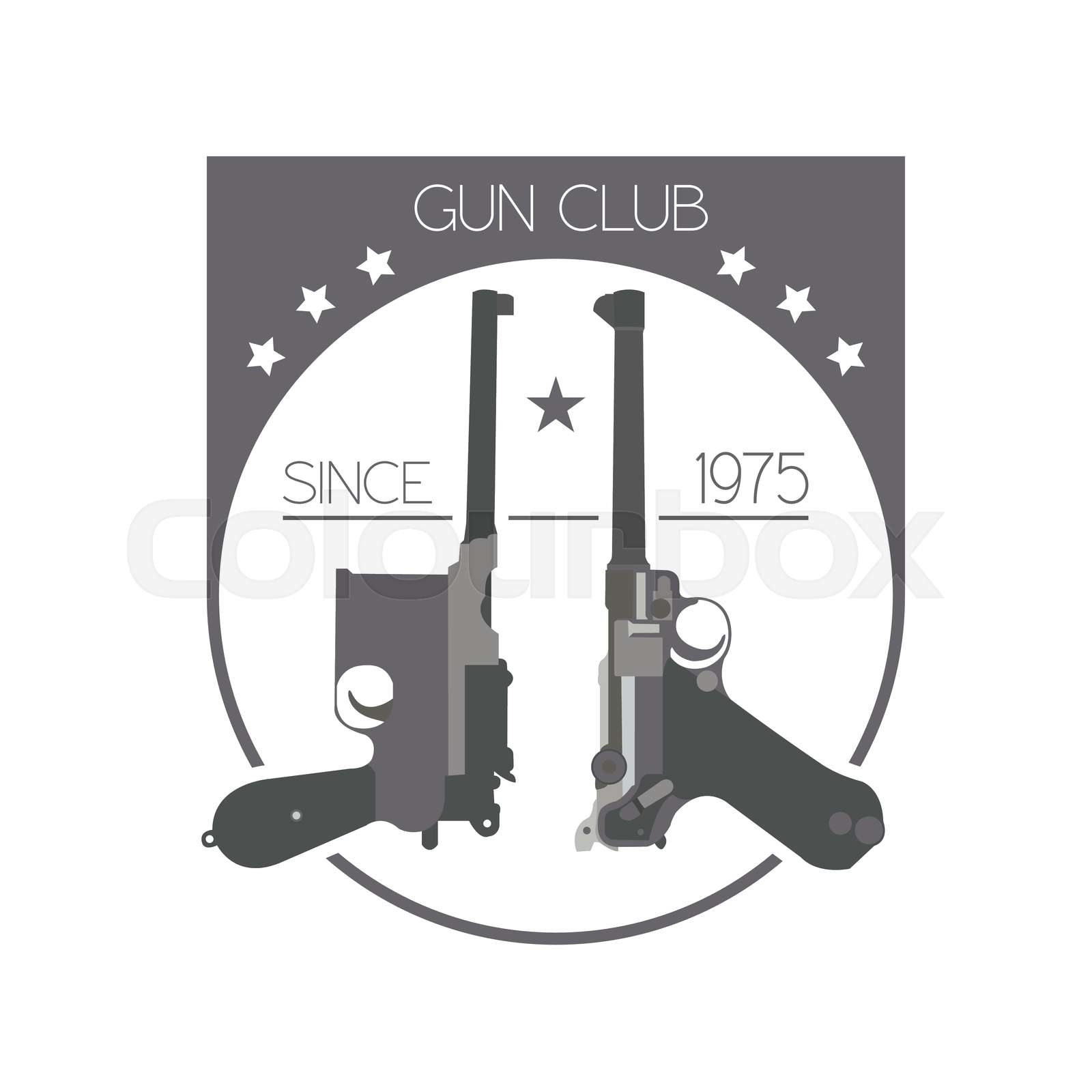 Firearm logo template. Guns, rifles badge. Flat design | Stock vector ...