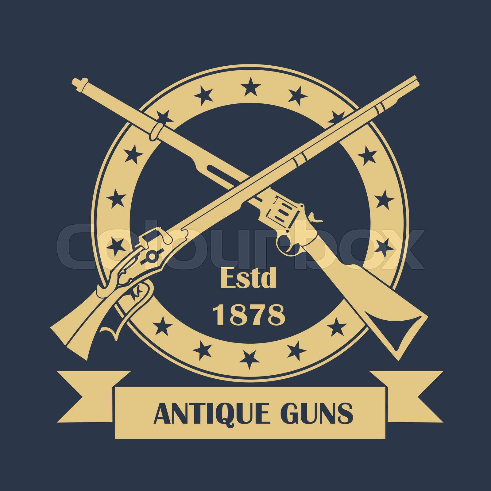 Firearm logo template. Guns, rifles badge. Flat design | Stock vector ...