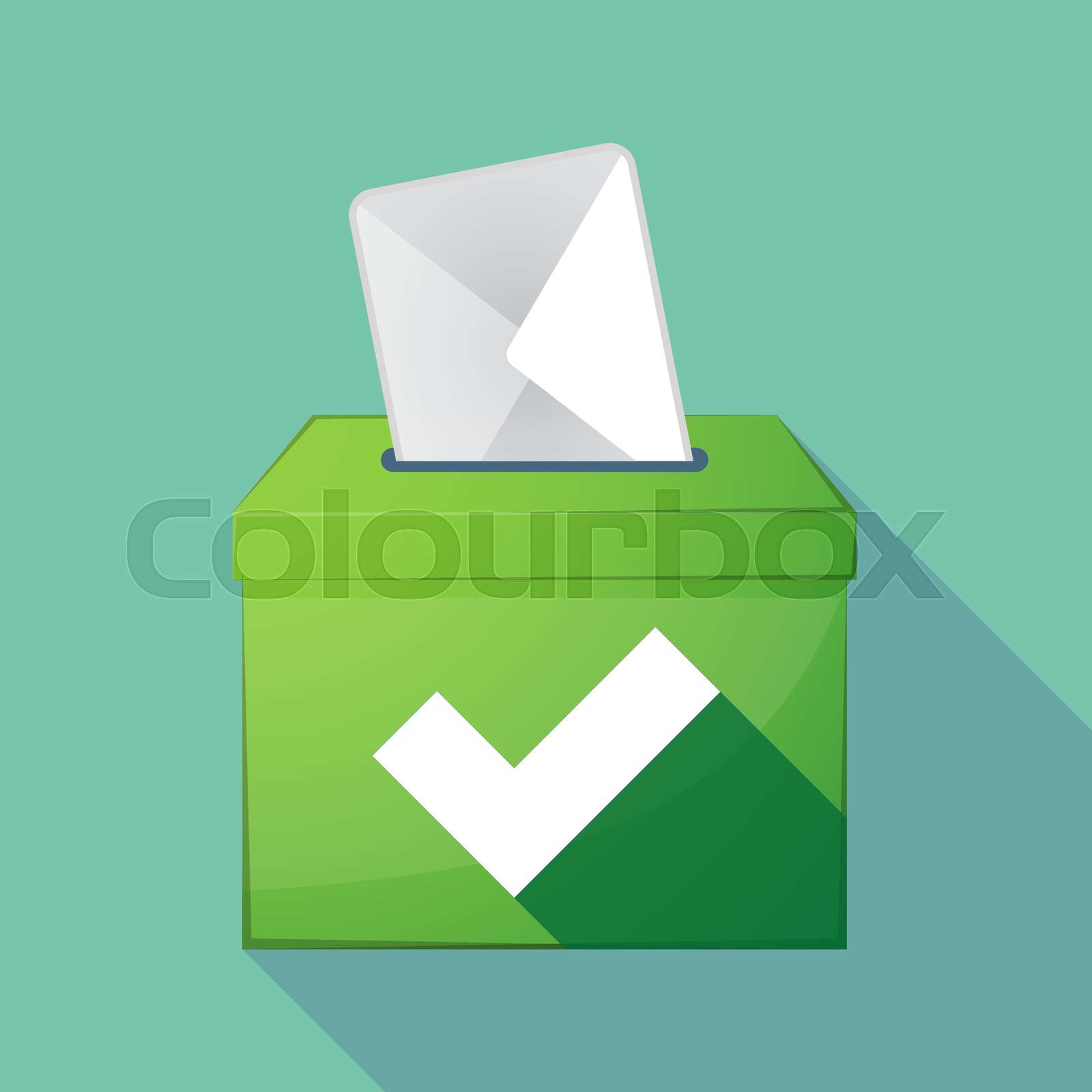 Long shadow coloured ballot box icon with a check mark | Stock vector ...