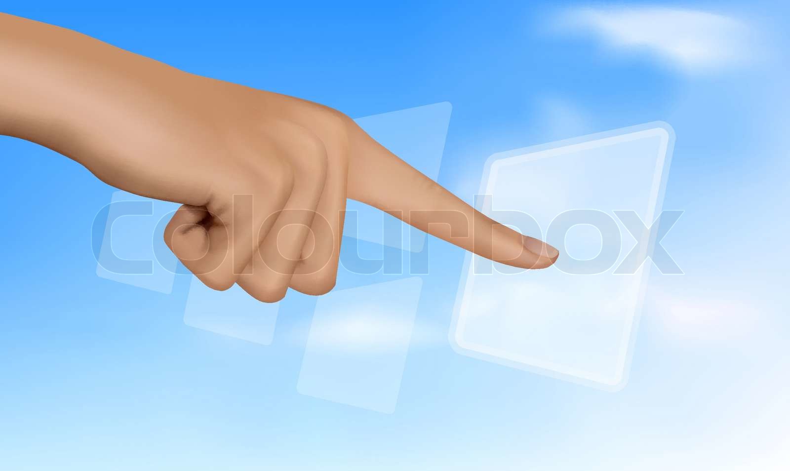 Hand touching a button. Solution concept. Vector. | Stock vector ...