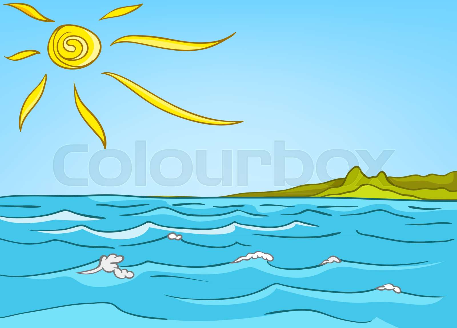 Cartoon background of sea landscape. | Stock image | Colourbox