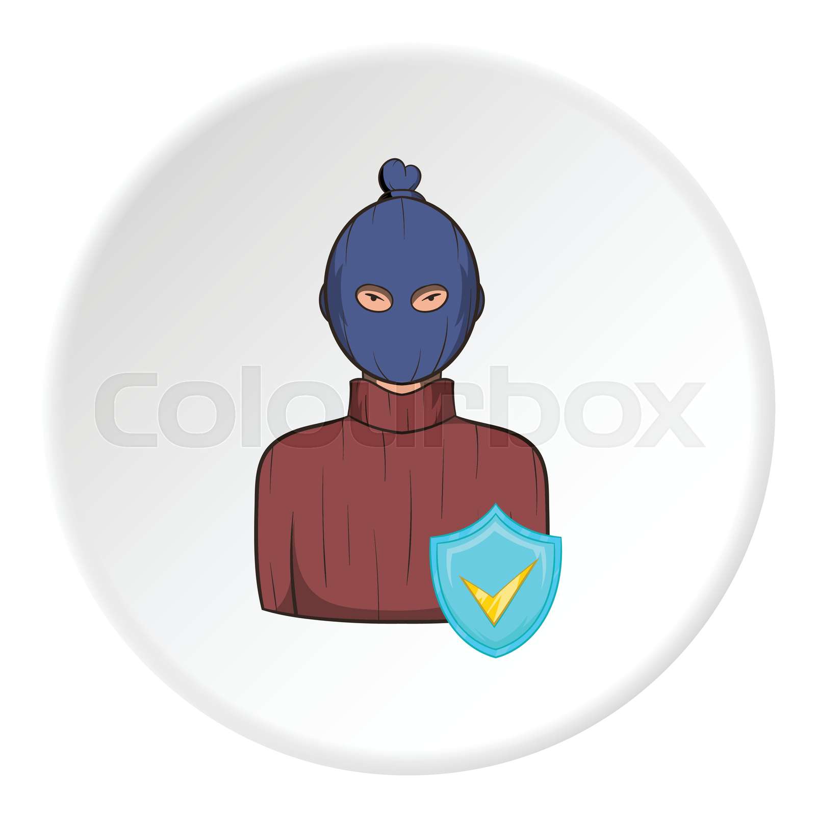 Robber and sign security icon, cartoon style | Stock vector | Colourbox