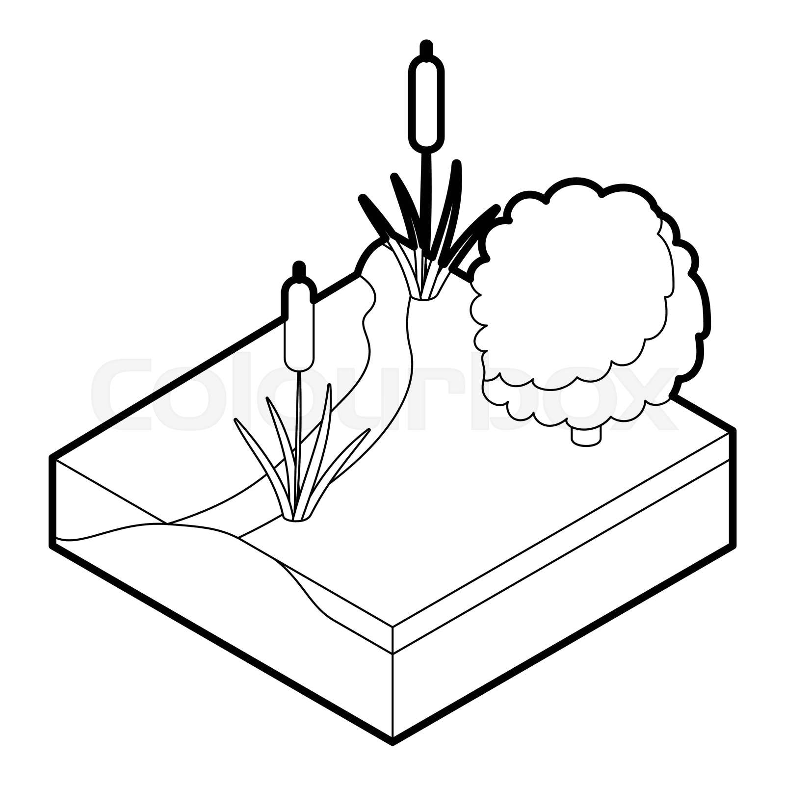 fluss, kontur, icon | Stock-Vektor | Colourbox