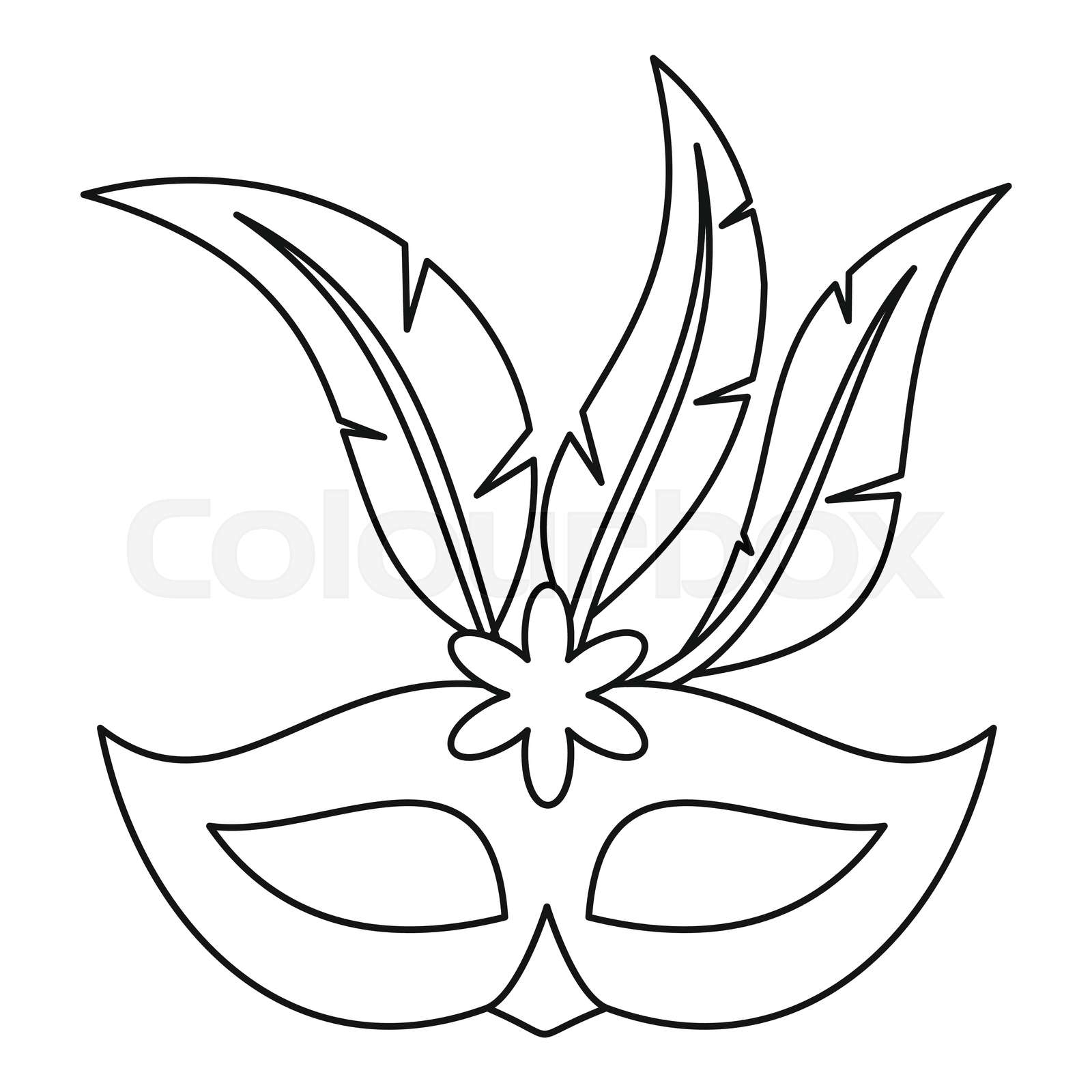 Festive carnival mask icon, outline style | Stock vector | Colourbox