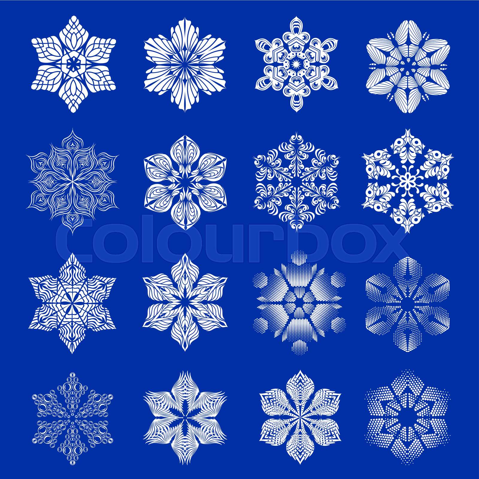 schneeflocke, icon, set | Stock-Vektor | Colourbox