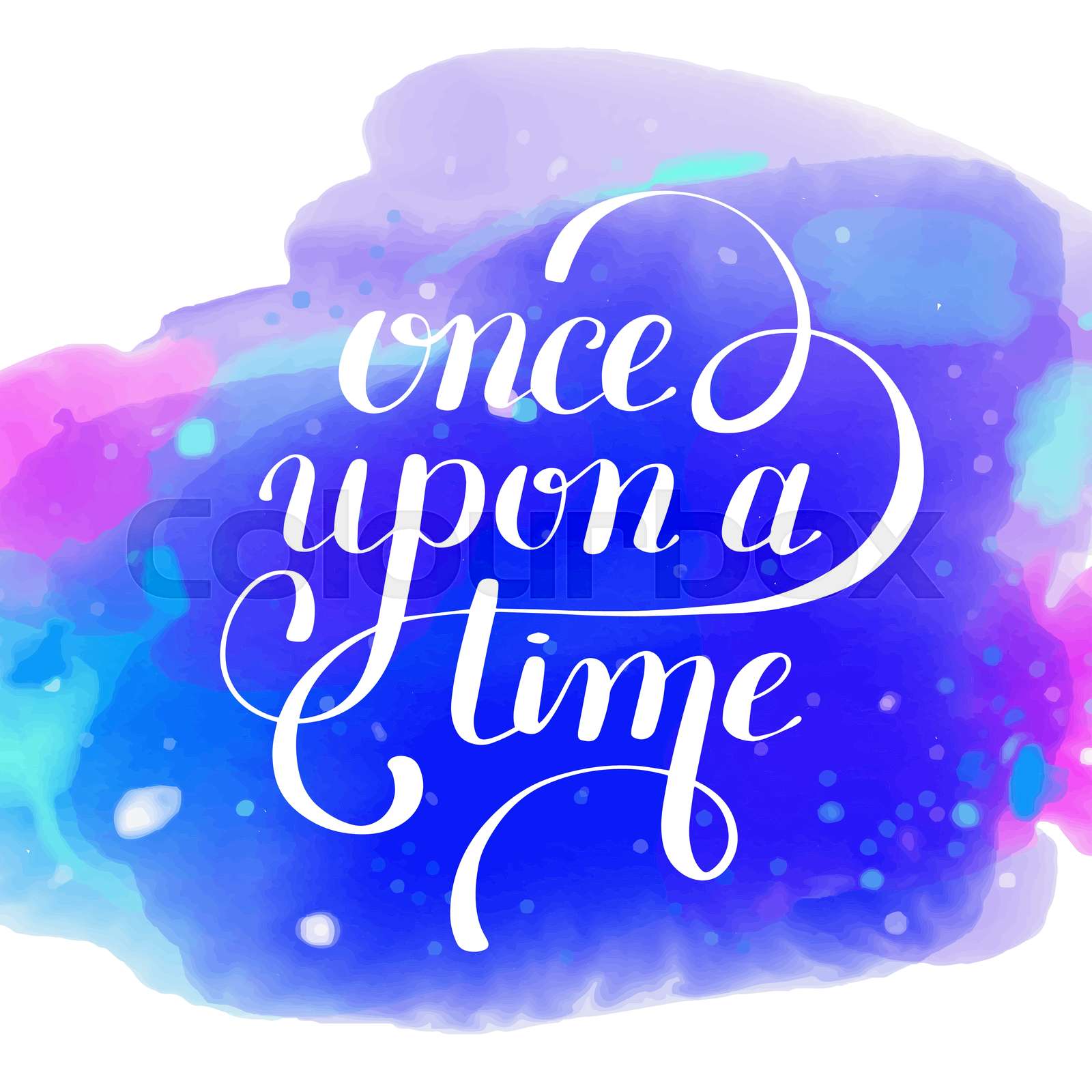 once upon a time hand lettering phrase on watercolor pattern | Stock ...