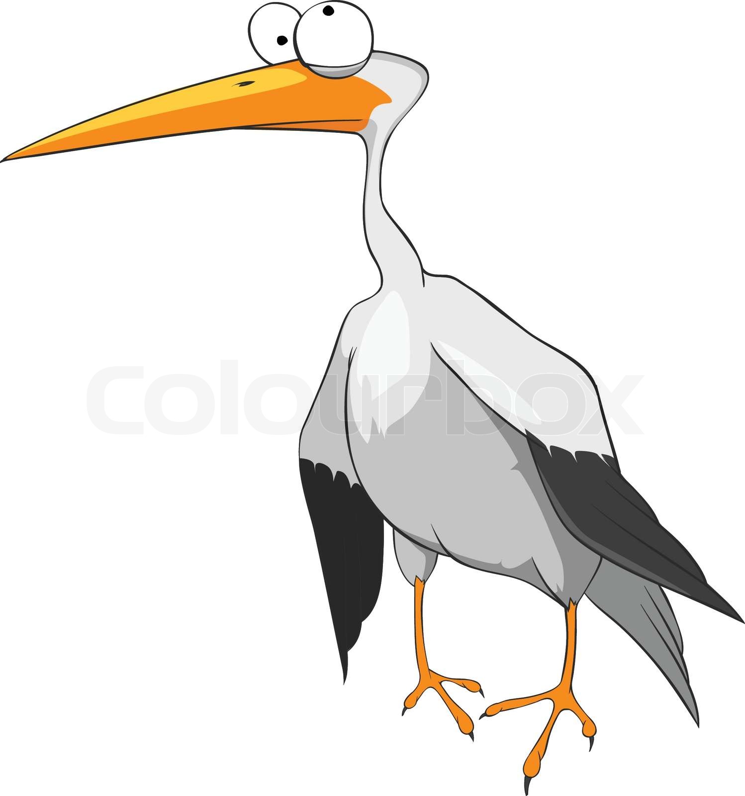 Cartoon Character Funny Stork Isolated on White Background | Stock ...