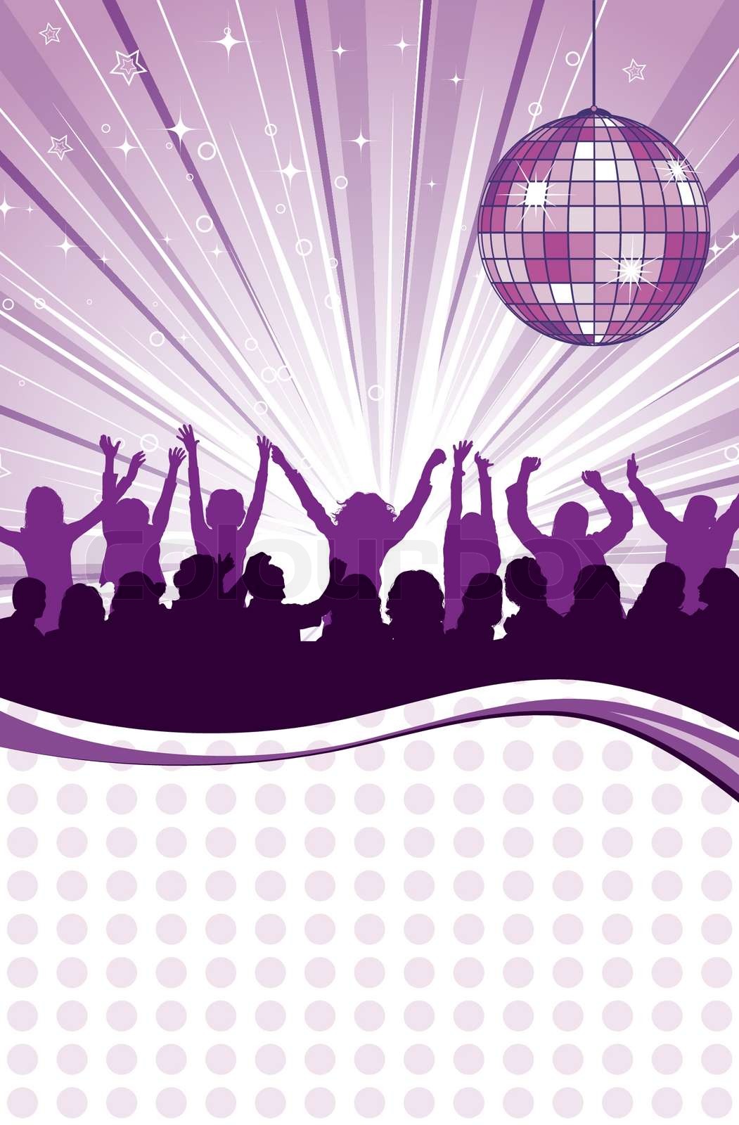 Party Template with discoball and wave pattern, element for design ...